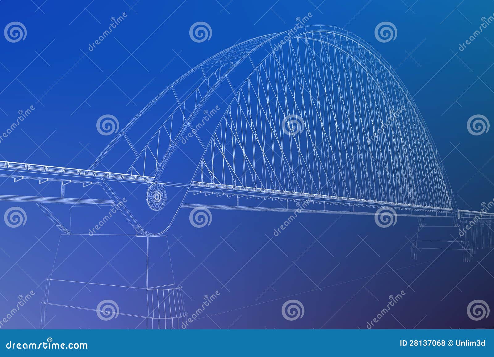 3d Wireframe Render of a Bridge Stock Photo - Image of model ...