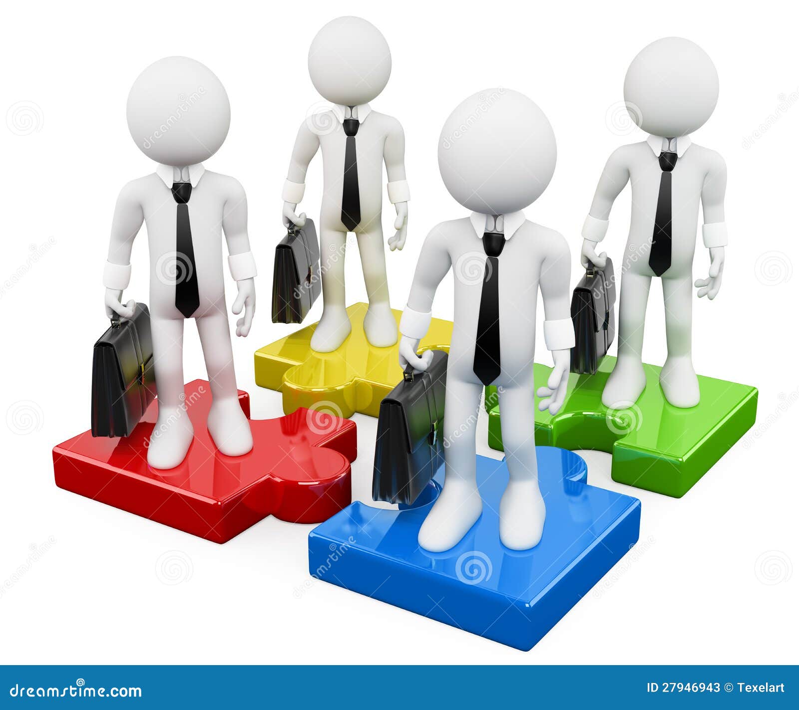 3D Witte Mensen. Groepswerk Op Raadselstukken Stock Illustratie ...