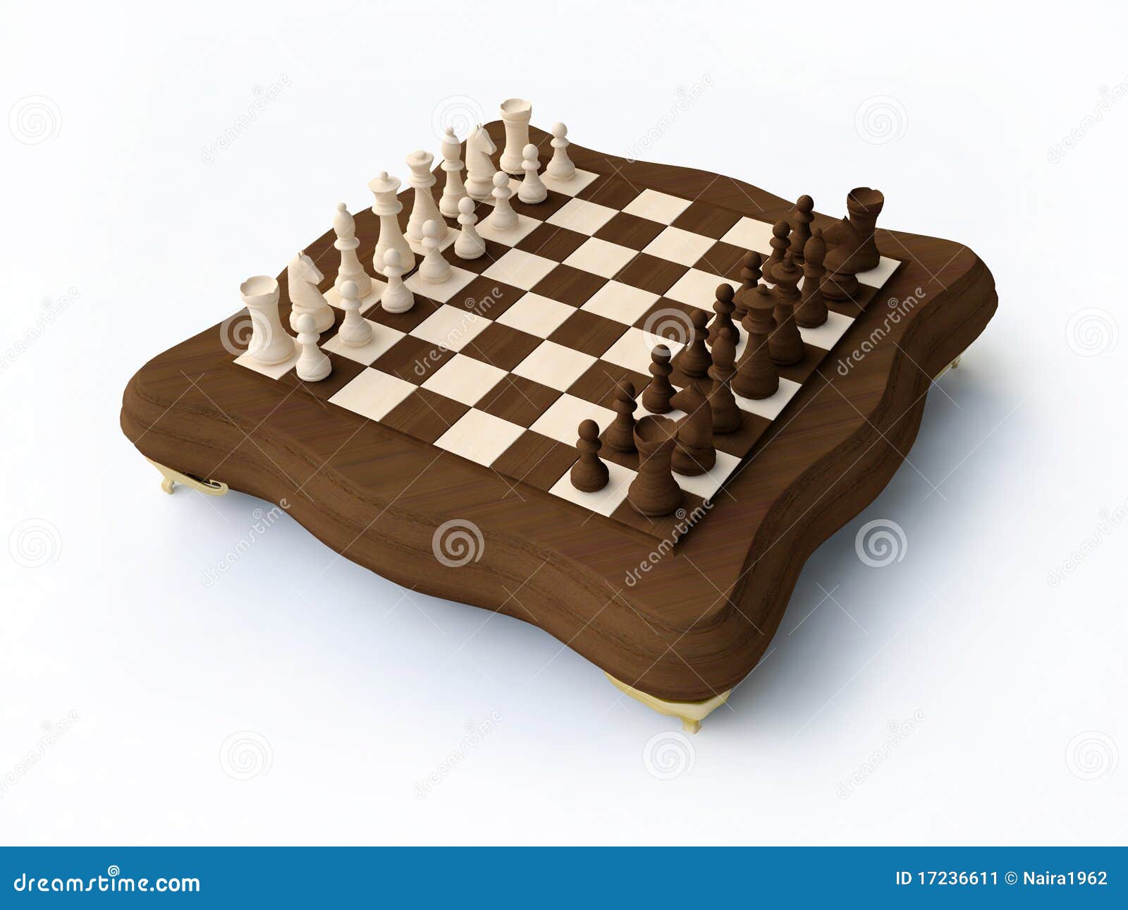 Wooden Chess Board Isolated On White. Side View.. Game, Hobby, Gambit ...