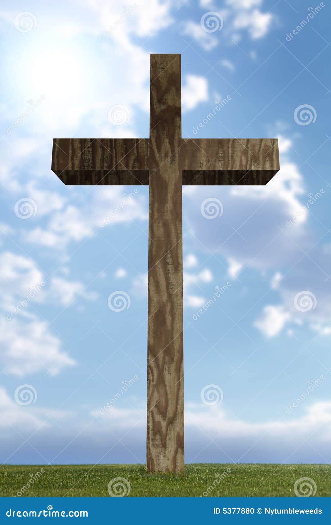 3d wooden cross in field stock illustration. Illustration of biblical ...