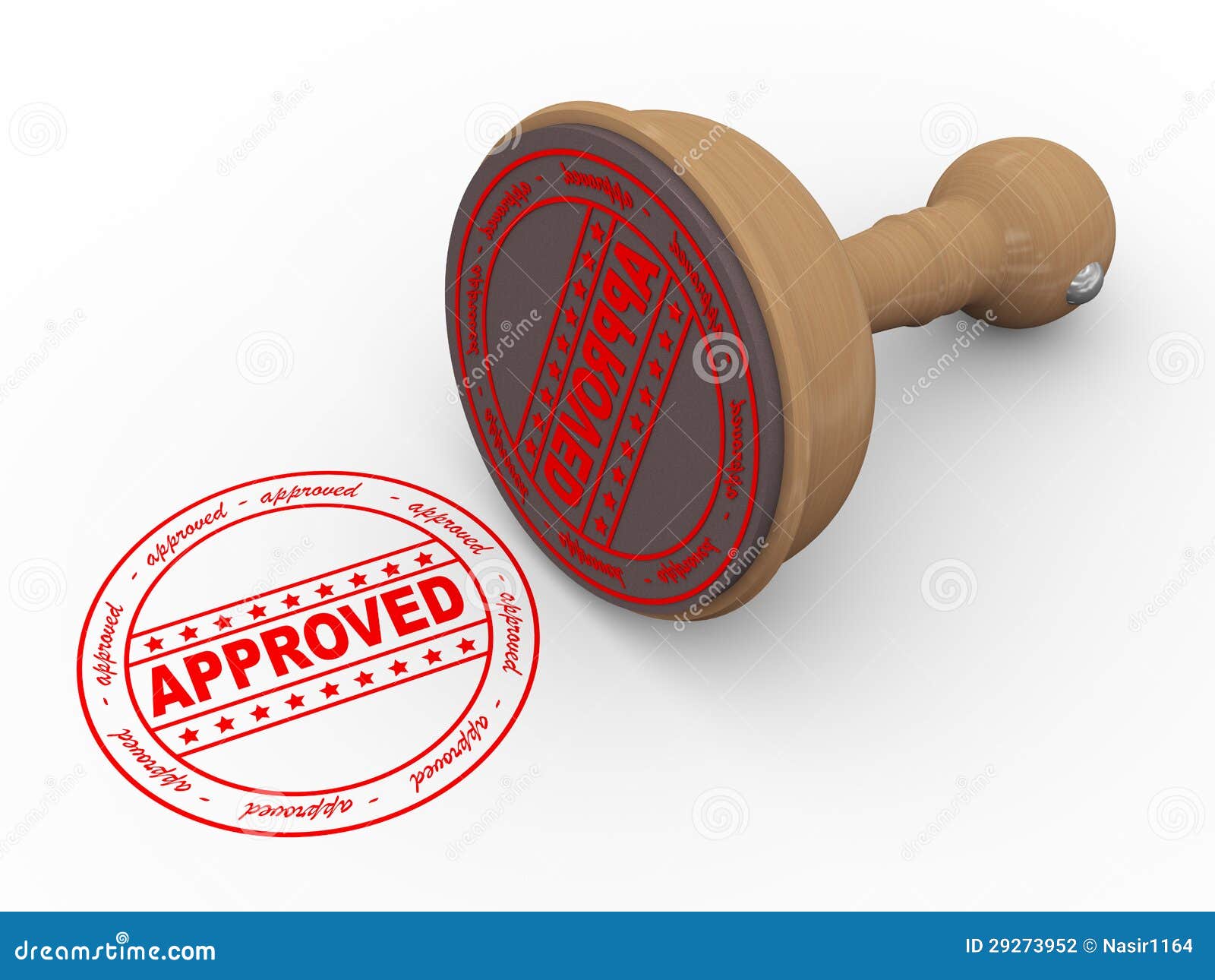 3d Wooden Rubber Stamp - Approved Stock Illustration - Illustration of ...