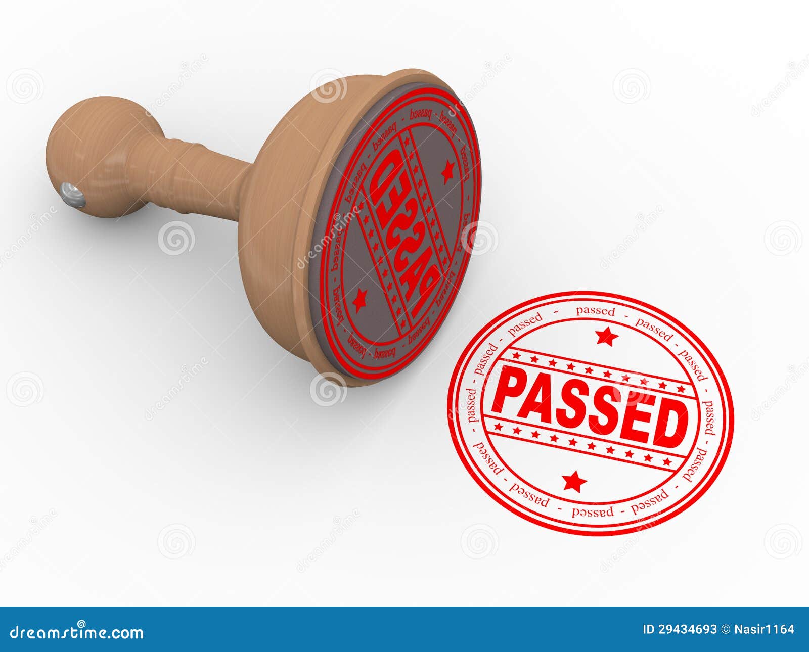3d Wooden Rubber Stamp Passed Stock Illustration - Illustration of pass ...