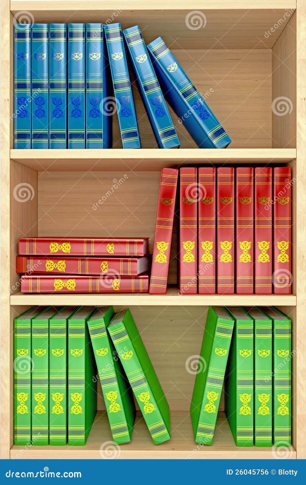 3d Wooden Shelves Background with Books Stock Illustration ...