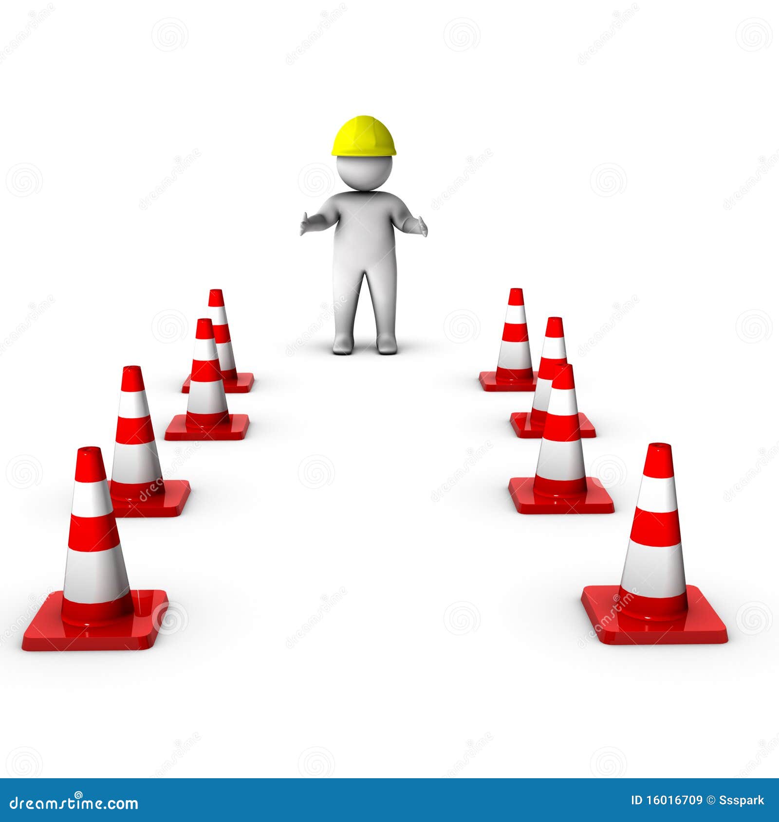 3d Worker with Traffic Cones Stock Illustration - Illustration of ...