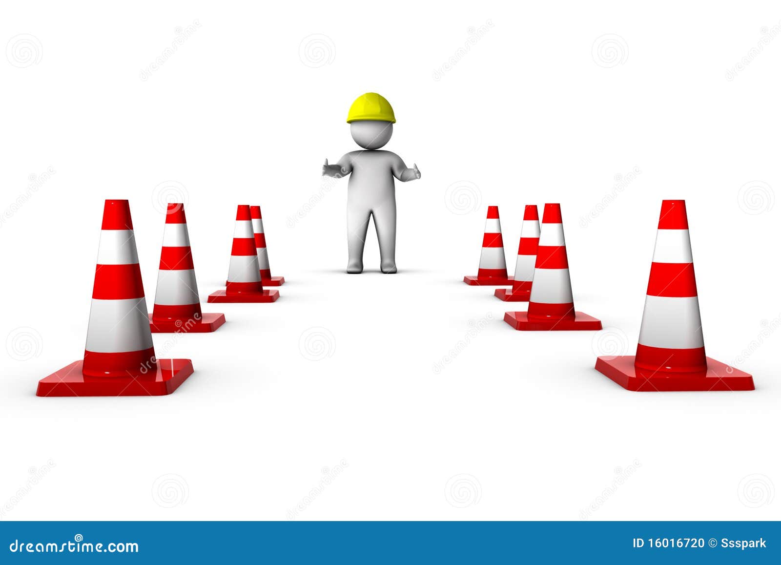 3d Worker With Traffic Cones Stock Photography | CartoonDealer.com ...