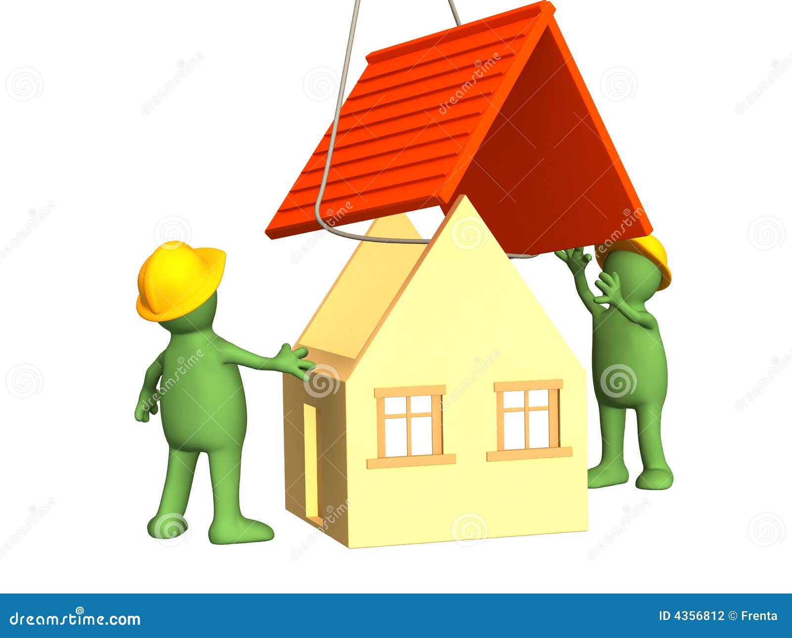 The 3d Working Puppets Building the House Stock Illustration ...