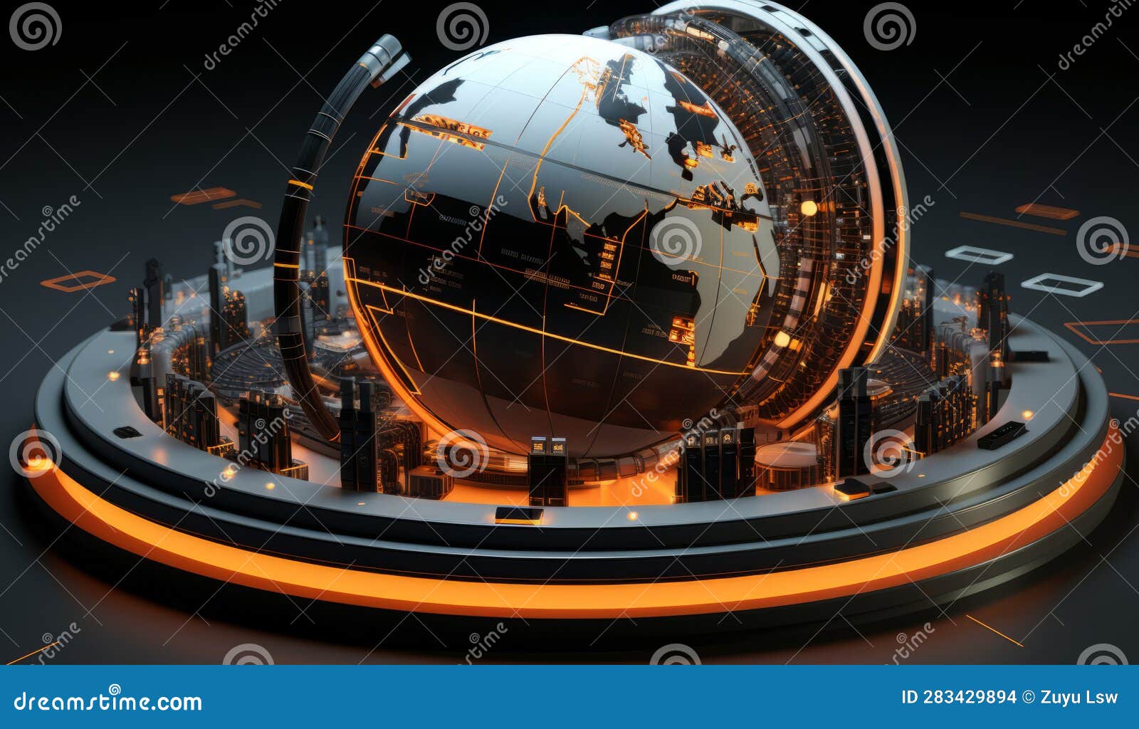 3D World Globe Electronic Technological Model. Globalization Concept ...