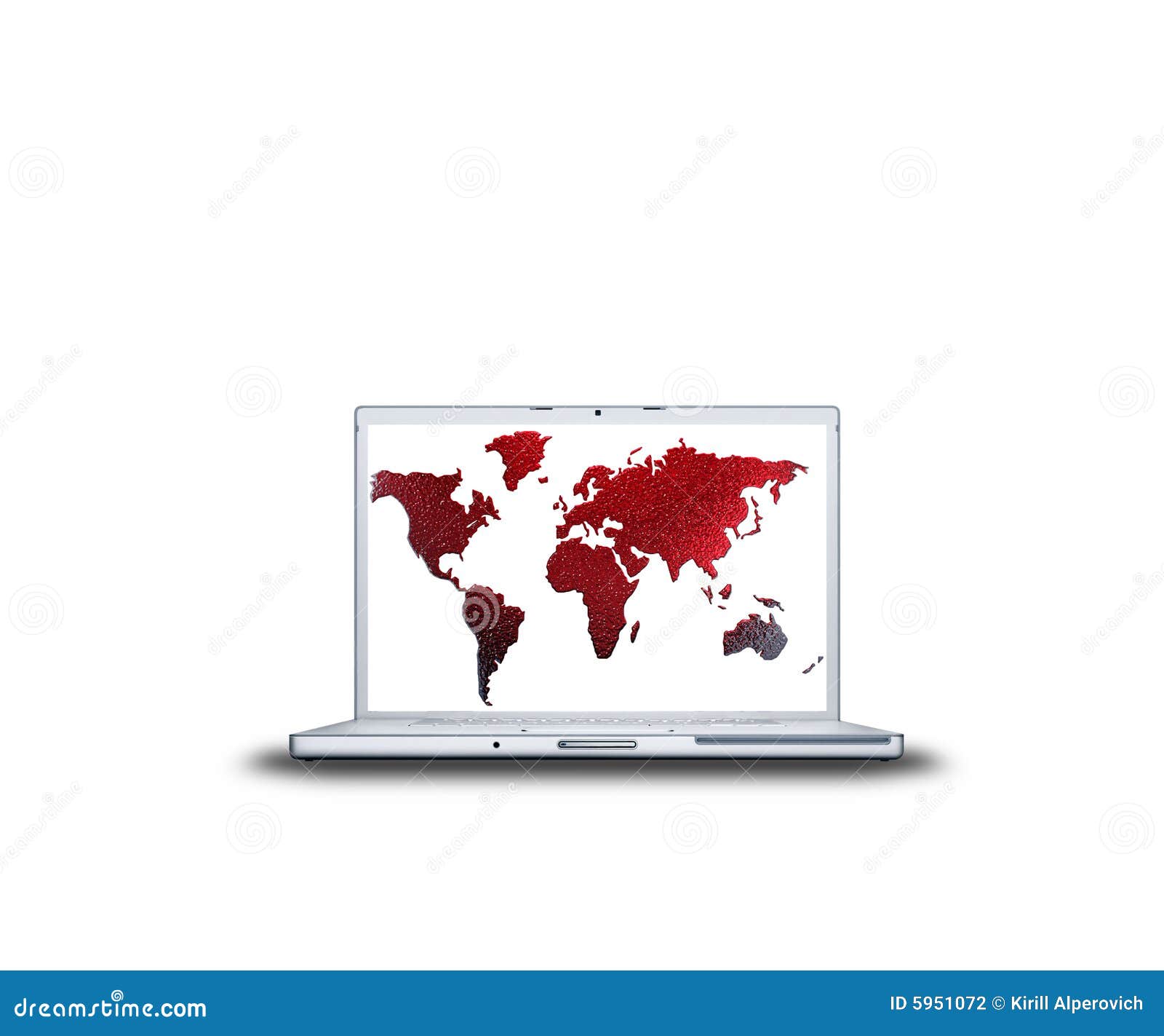 3D World Map Textured on Laptop Screen Stock Illustration ...