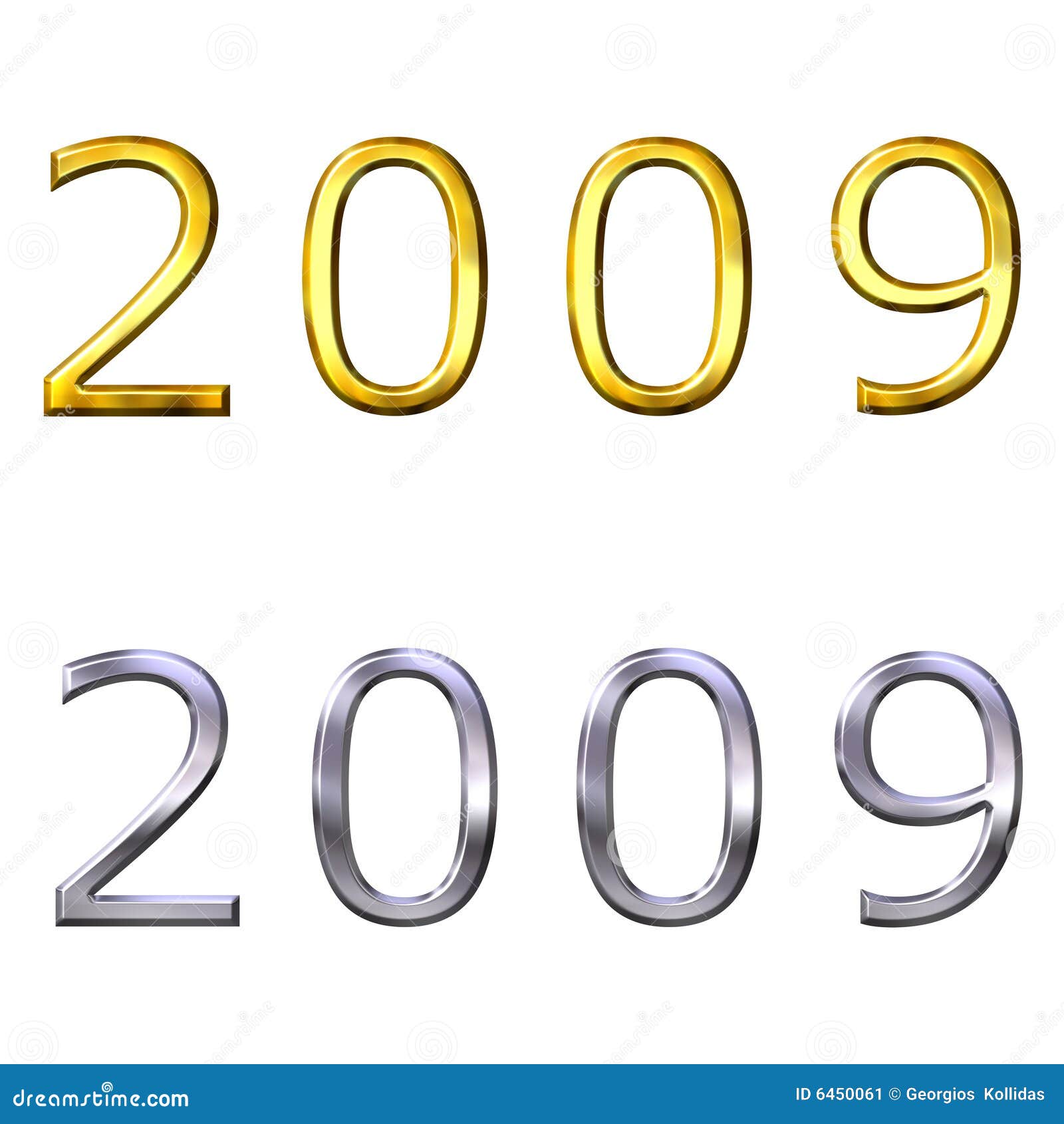 3d Year of 2009 in Gold and Silver Stock Illustration - Illustration of ...