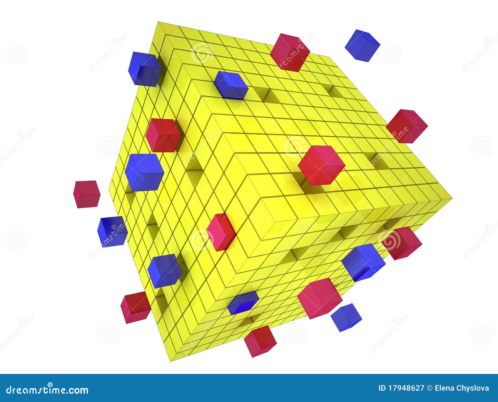 3D Yellow cube stock illustration. Illustration of business - 17948627