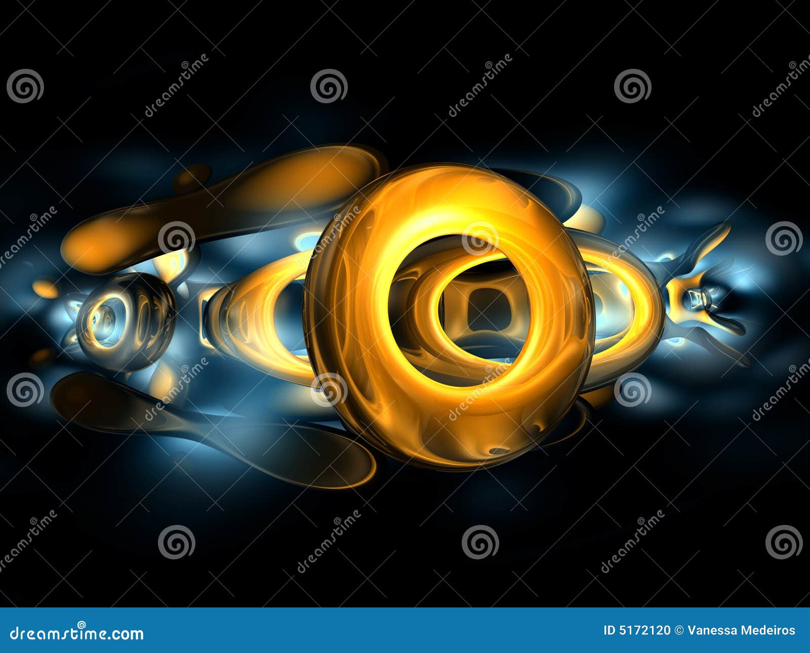 3D Yellow Gold Abstract Render Black Blue Backgrou Stock Illustration ...