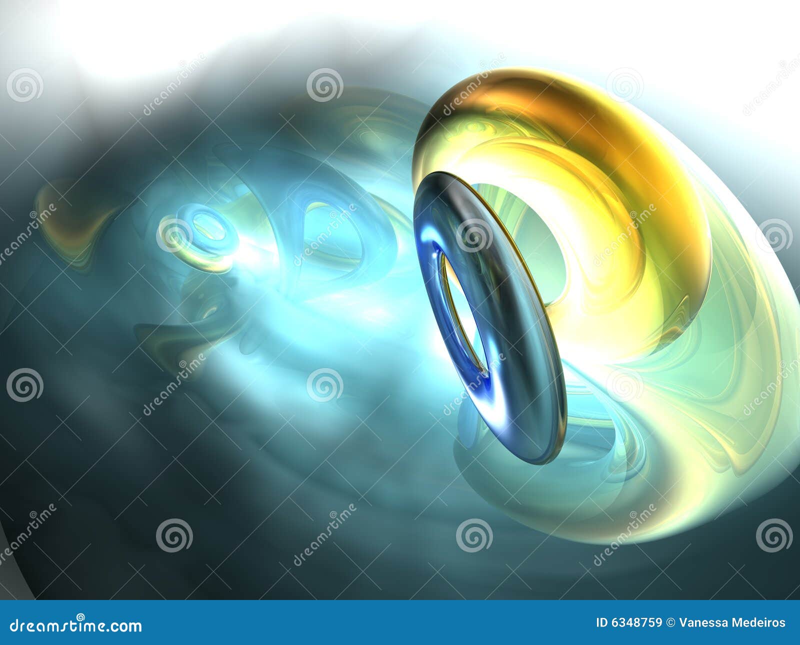 3D Yellow Sphere Abstract Render Silver Blue Stock Illustration ...