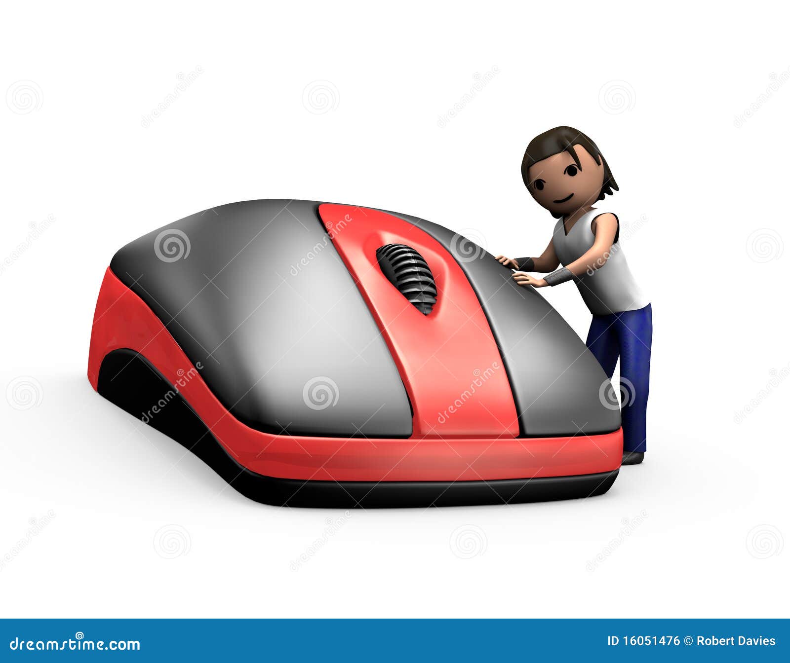 3d Young Man Clicking PC Mouse Stock Illustration - Illustration of ...
