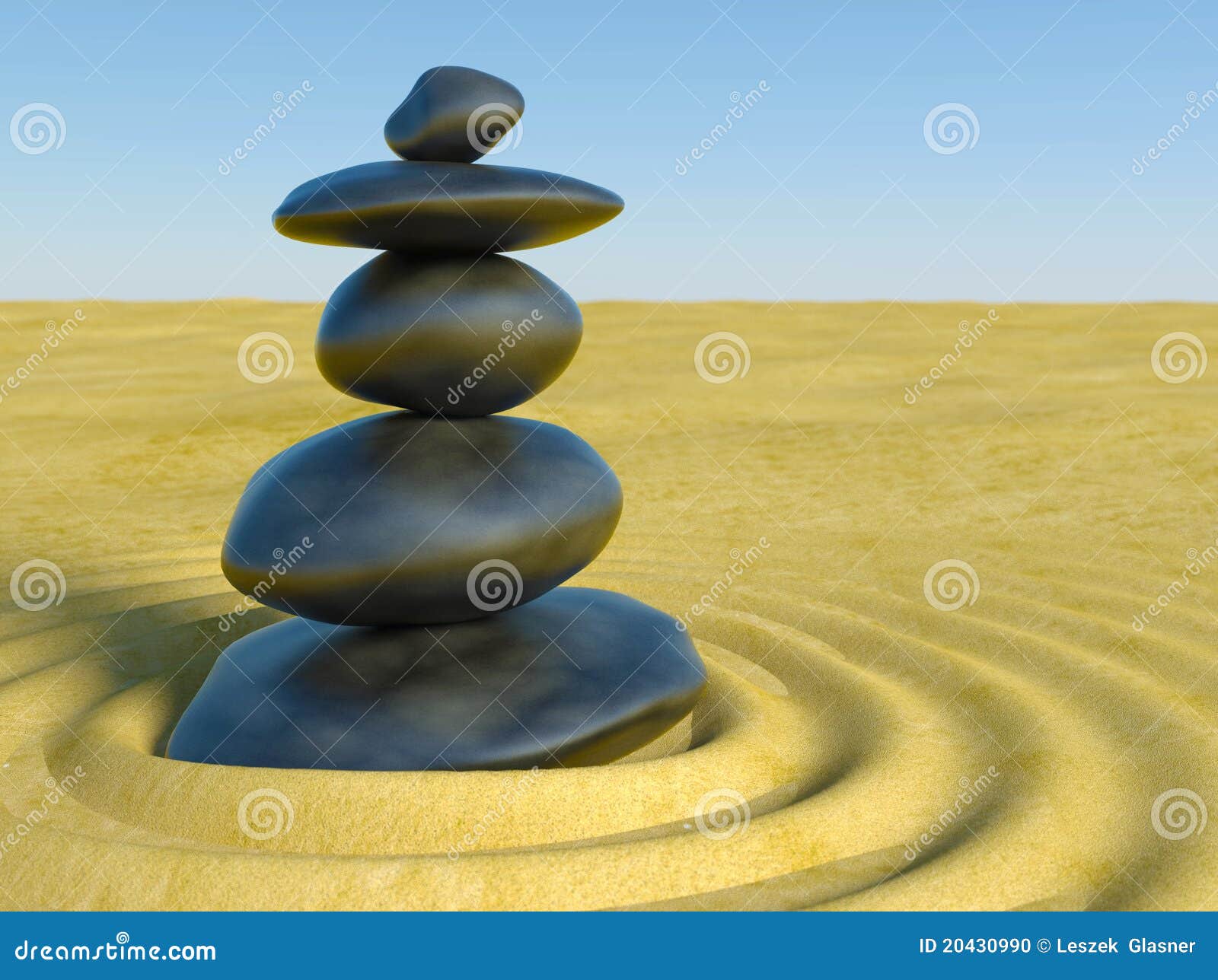 3d Zen Stones in a Zen Sand Stock Illustration - Illustration of mind ...
