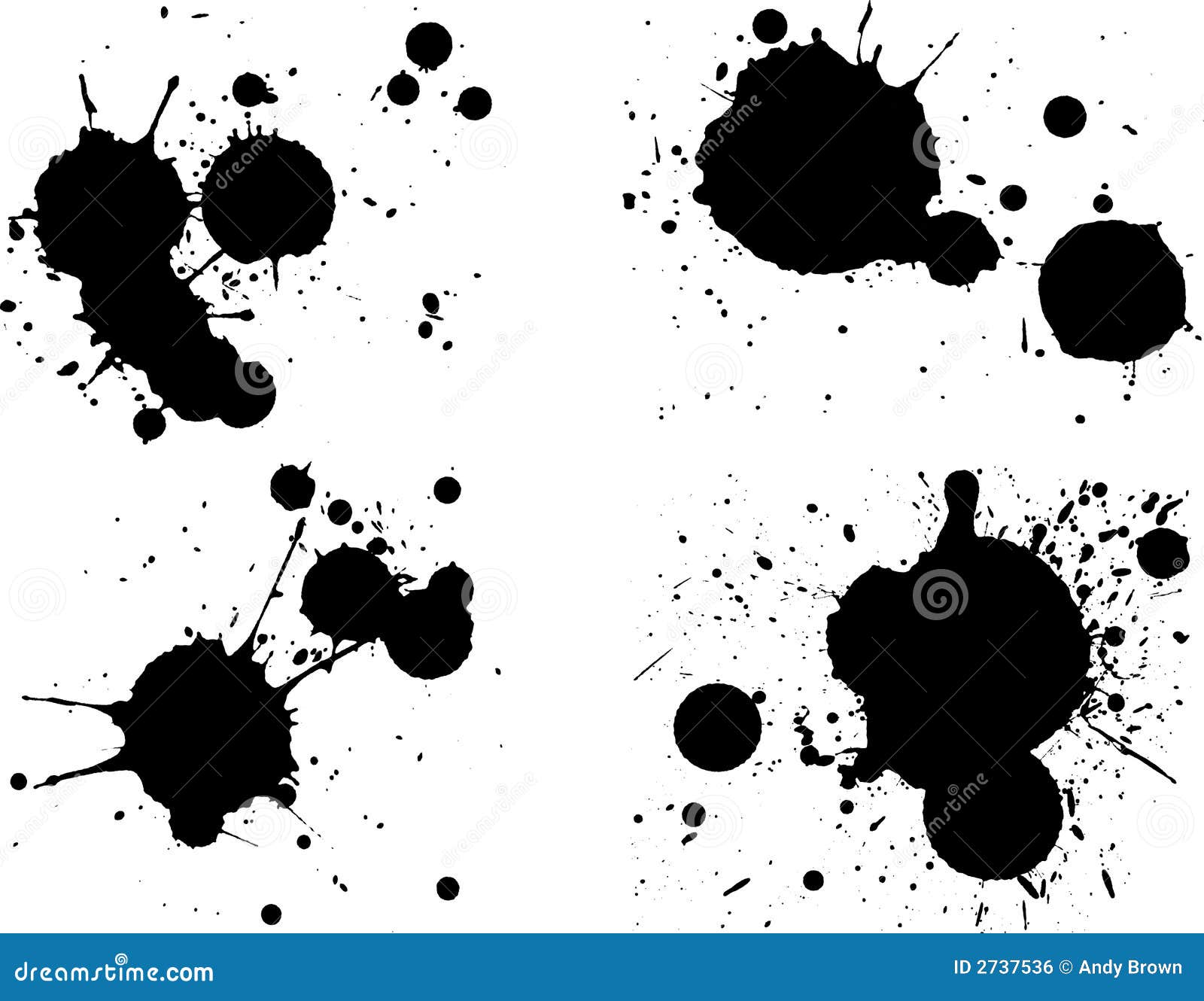 4 Black Splats II stock vector. Illustration of blot, inky - 2737536