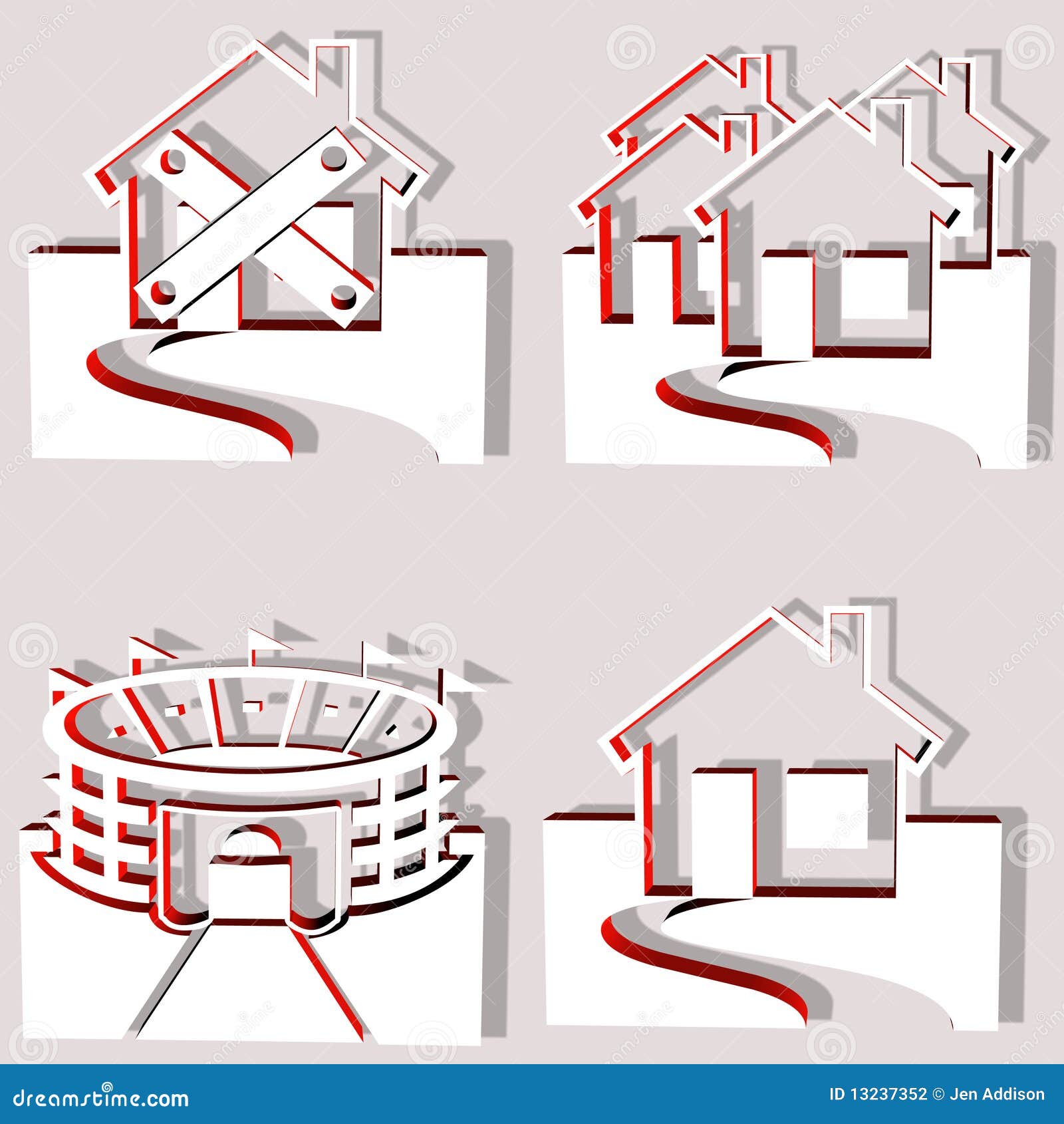 4 buildings vector stock vector. Illustration of group - 13237352