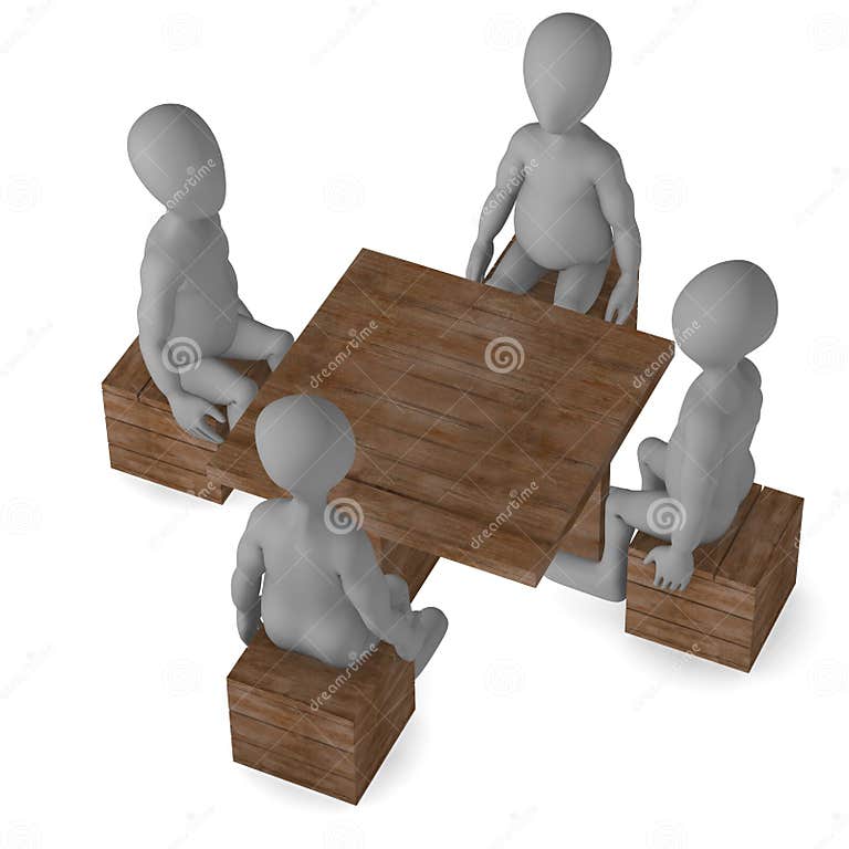 4 Cartoon Characters on Chairs Stock Illustration - Illustration of ...