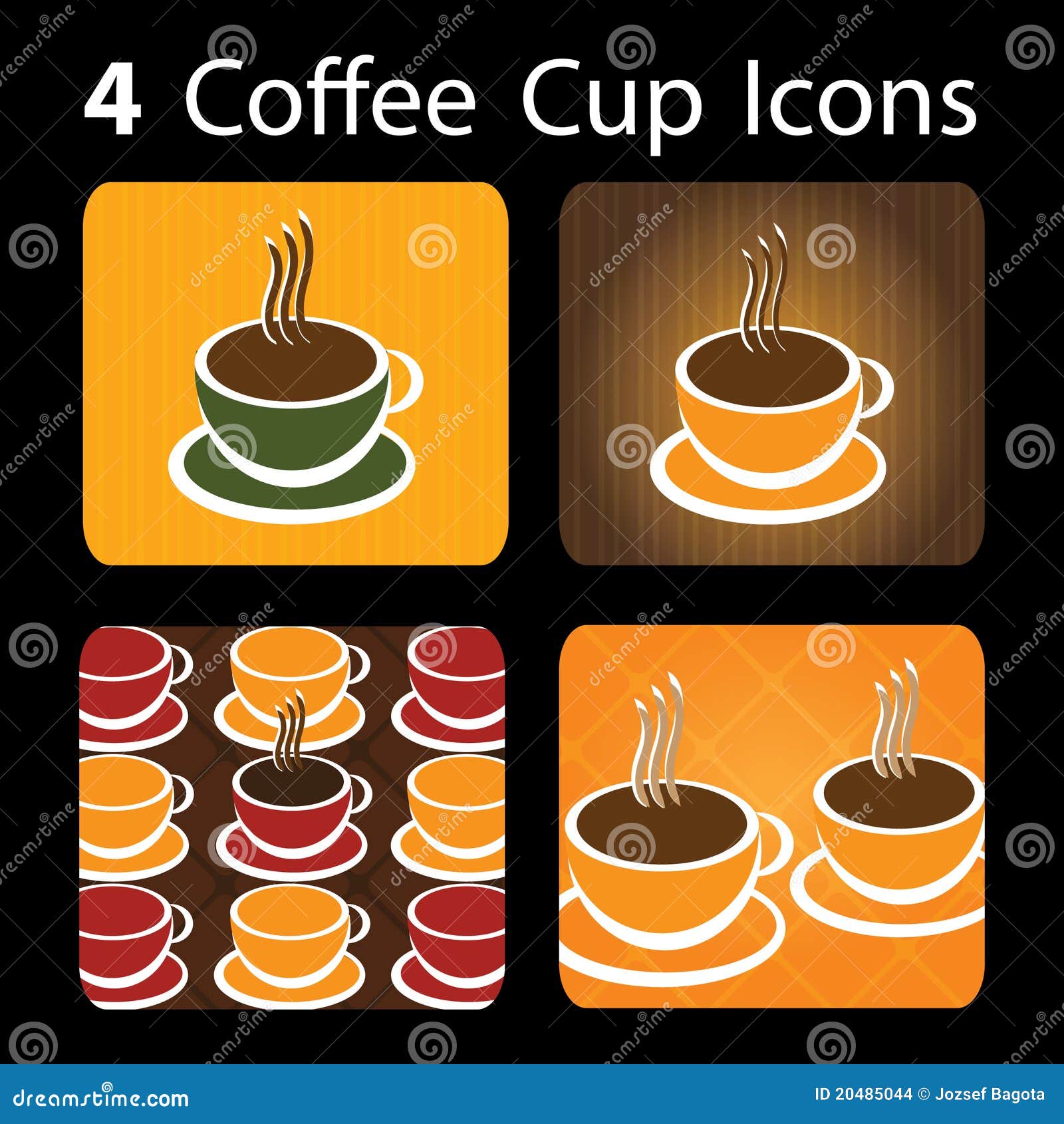 4 Coffee Cup Icons stock vector. Illustration of milk - 20485044