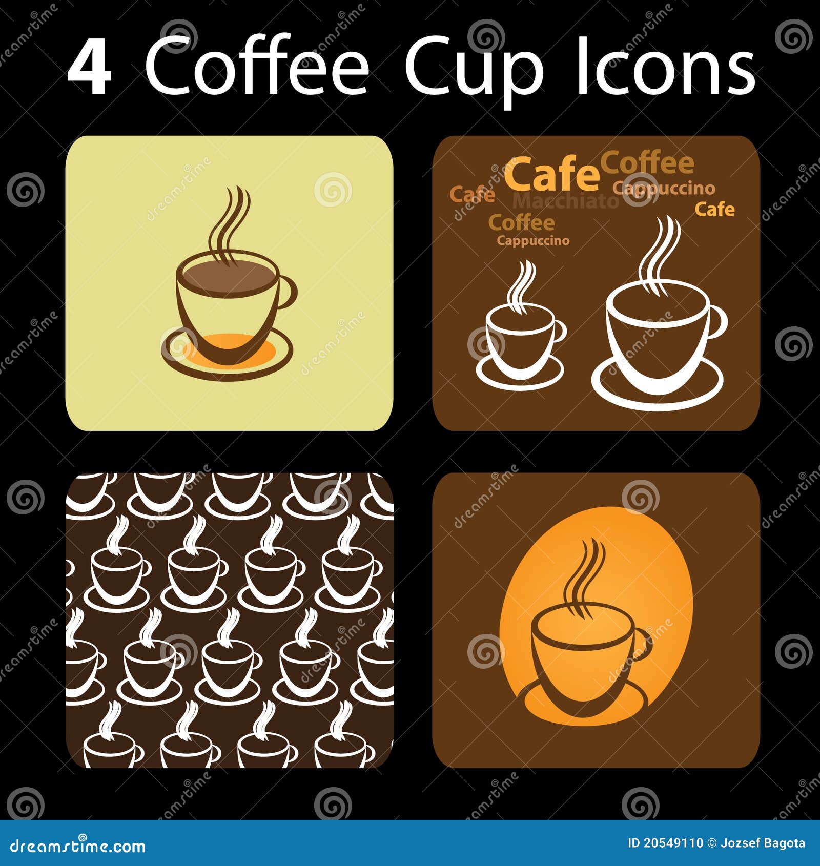 4 Coffee Cup Icons stock vector. Illustration of espresso - 20549110