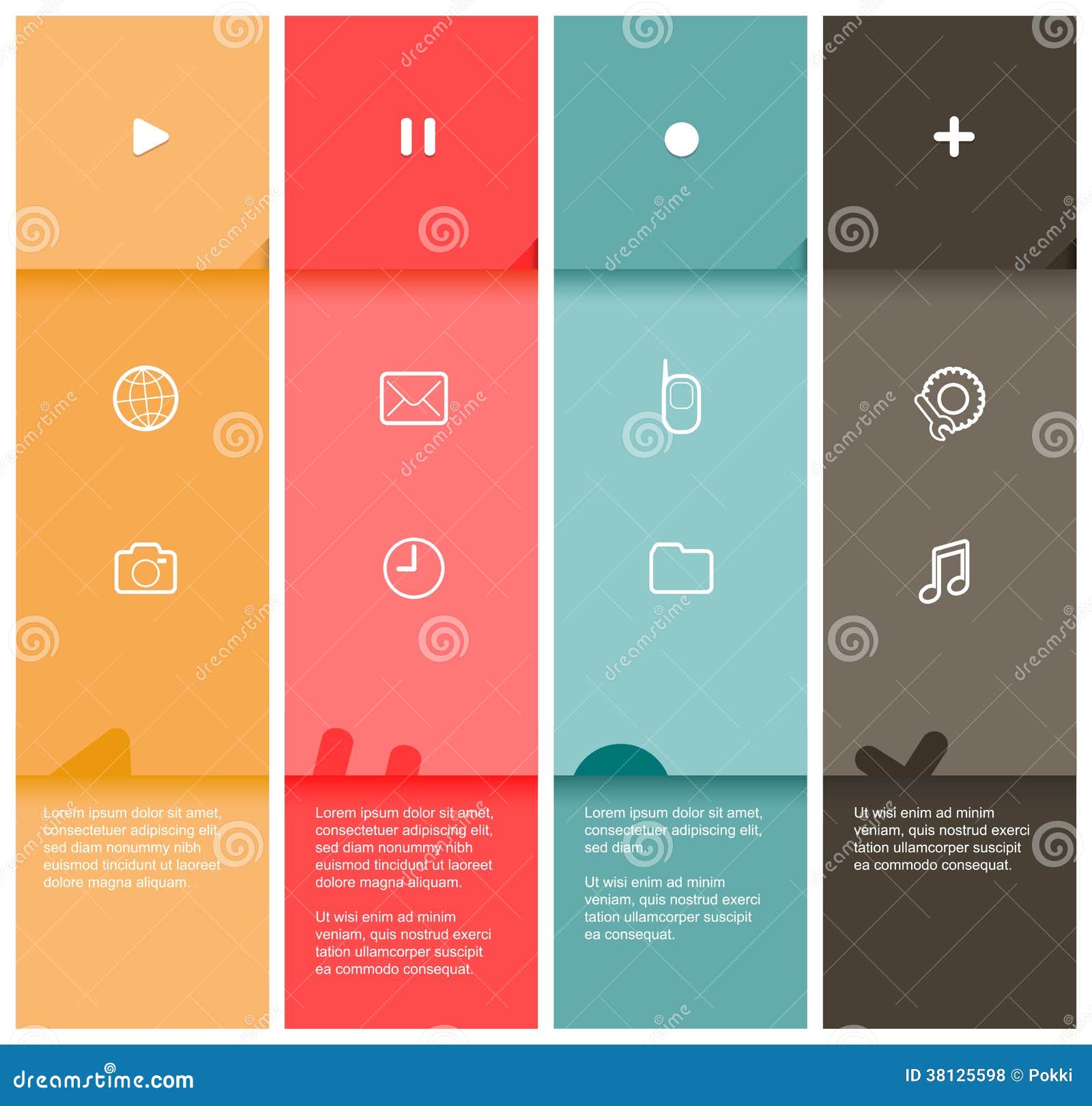 4 Color Flat Design Stripes Template Stock Vector - Illustration of ...