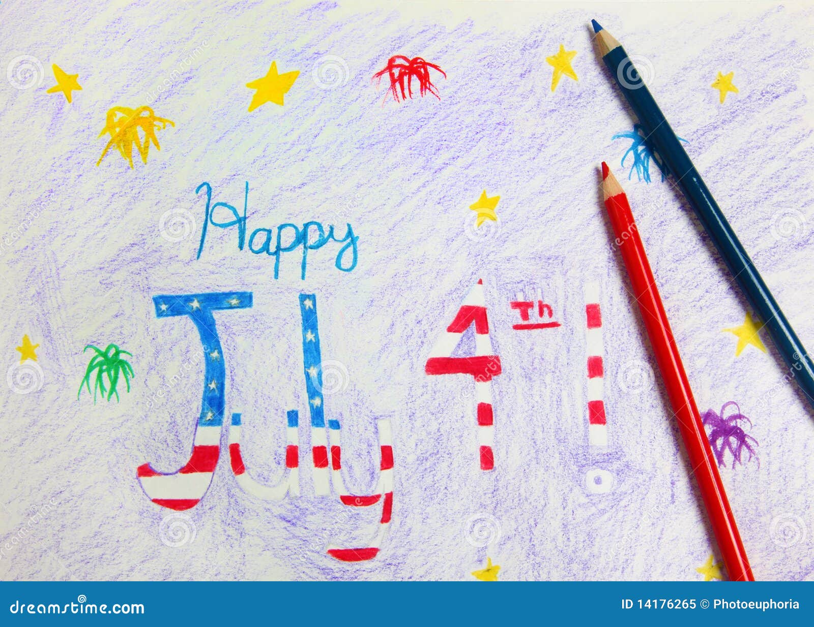 4. Der Juli-Zeichnung Und Der Zeichenstifte Stockbild - Bild von juli ...