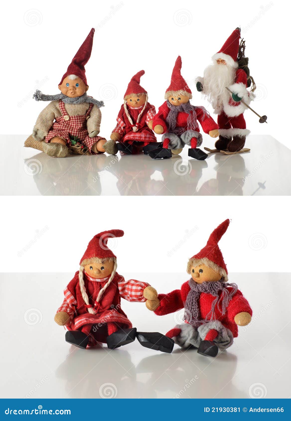 4 Different Gnomes and Santas on White Stock Image - Image of cheerful ...
