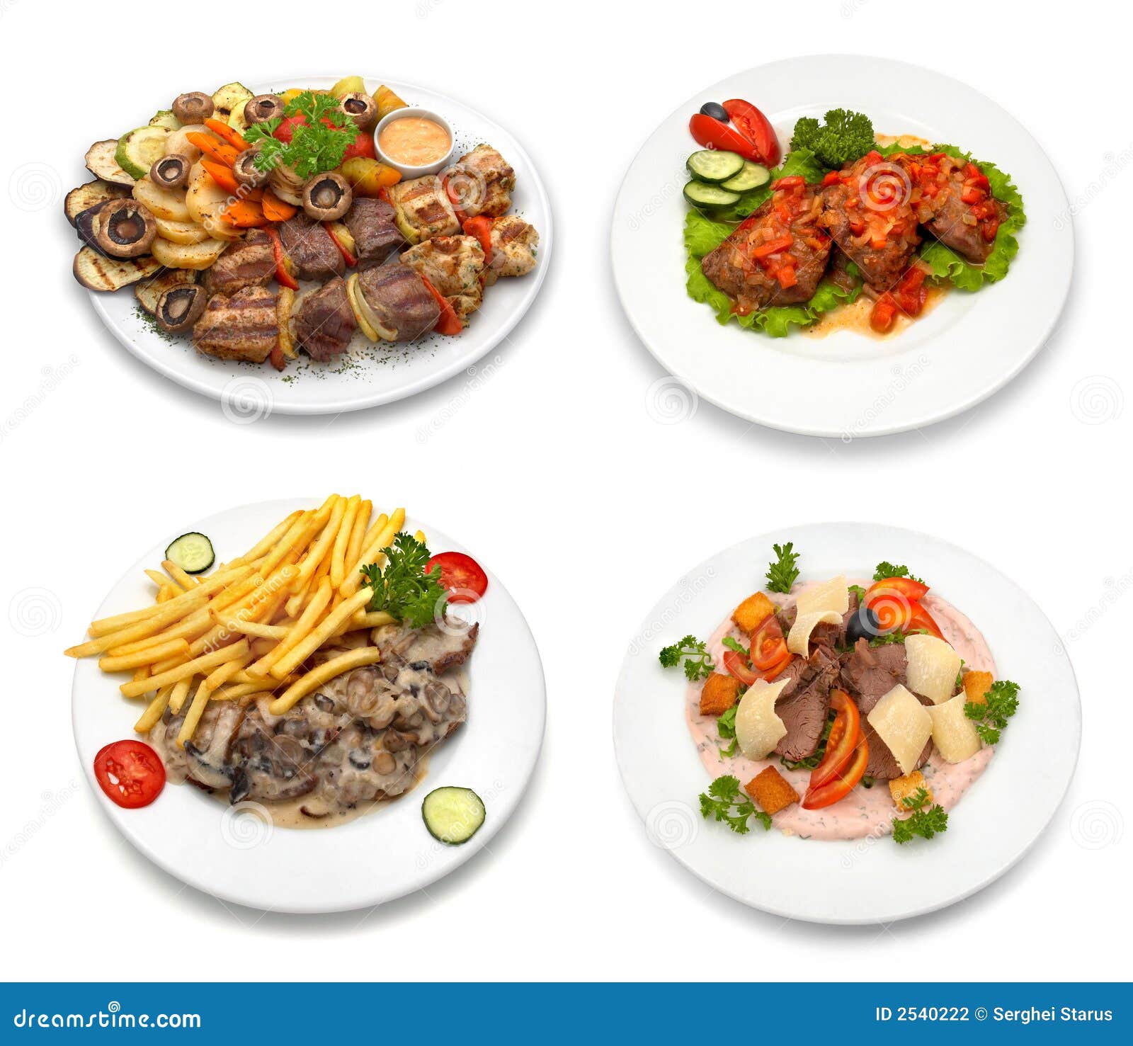 4 dishes - 2 stock photo. Image of kebab, leaf, herbs - 2540222