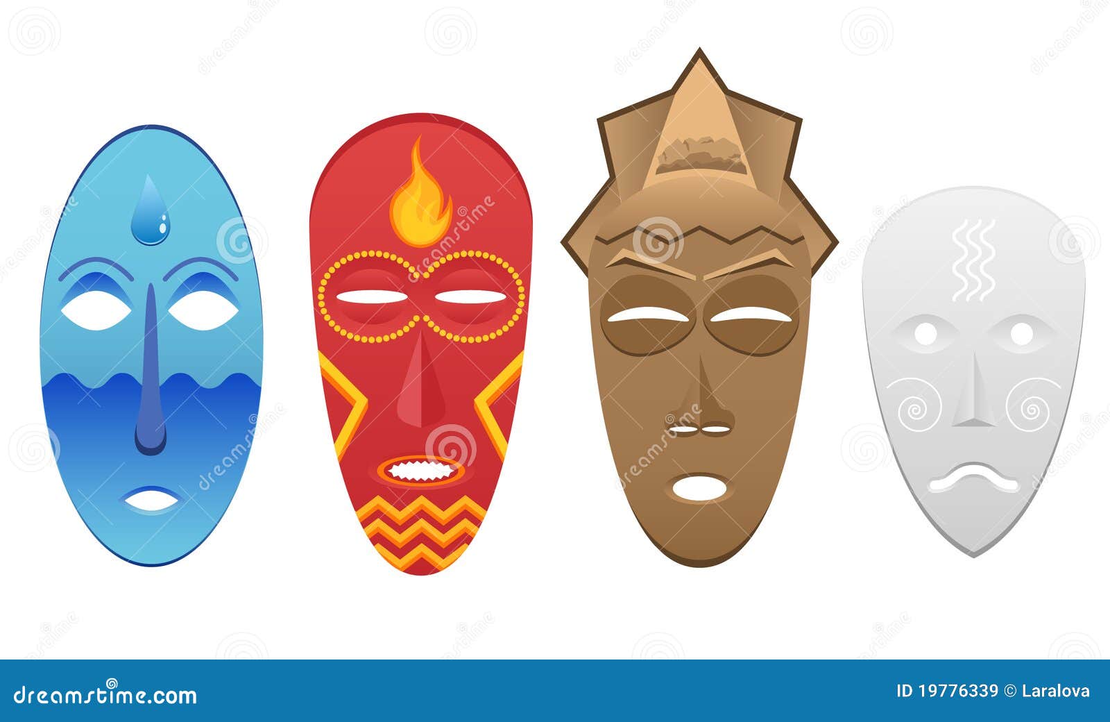 4 elemental masks stock vector. Image of mask, ethnic - 19776339