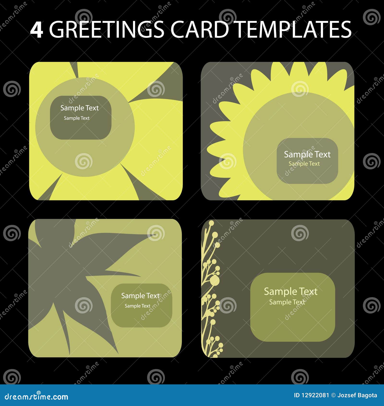 4 Greeting Cards stock vector. Illustration of textile - 12922081