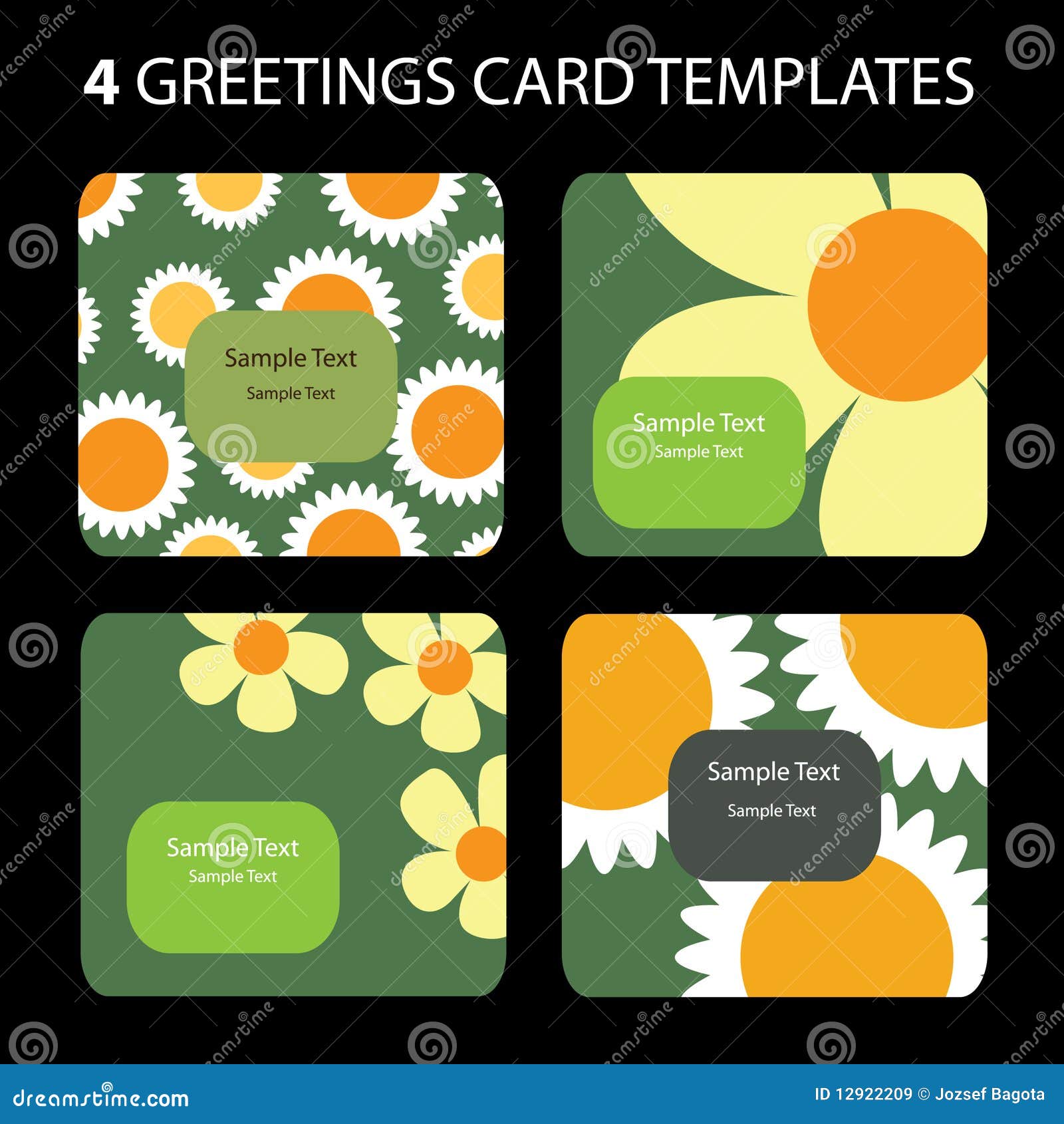 4 Greeting Cards stock vector. Illustration of heart - 12922209