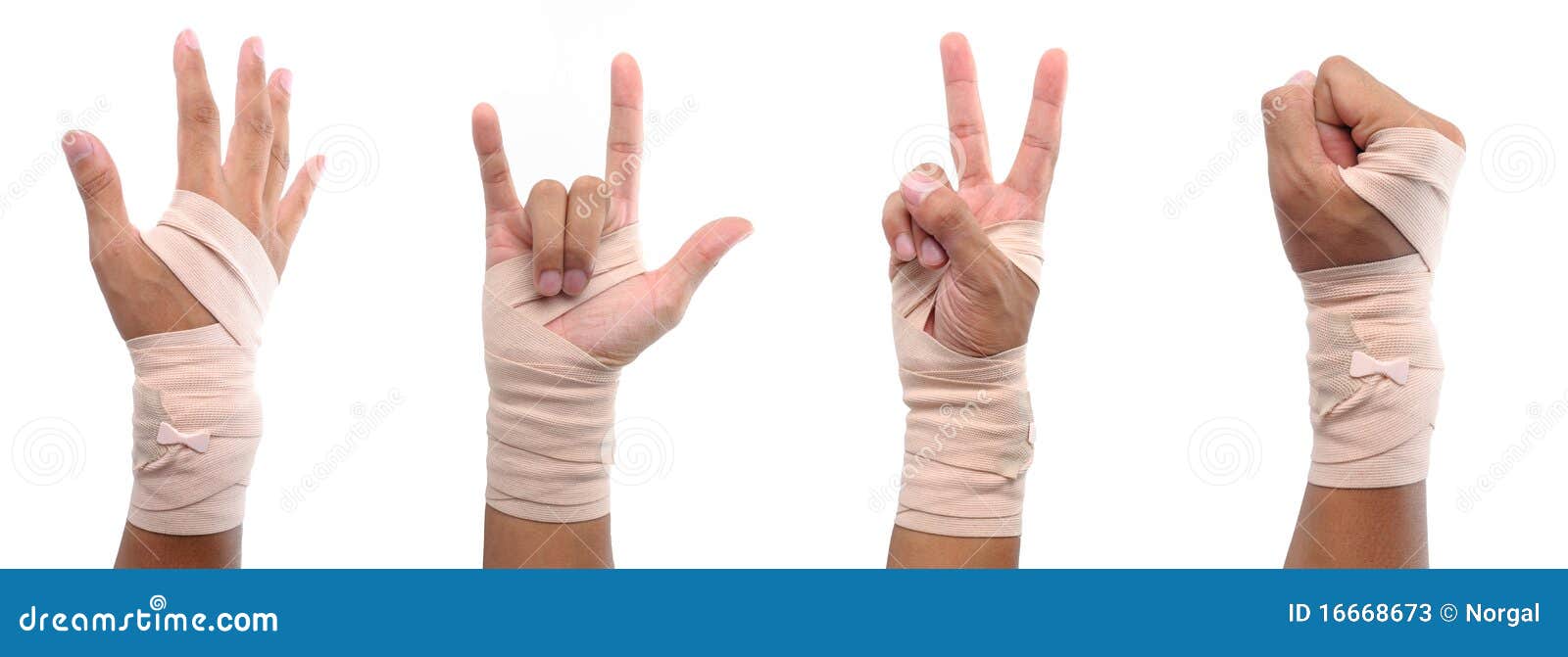 4 Hand Sign with Elastic Bandage Stock Image - Image of sign, brace ...