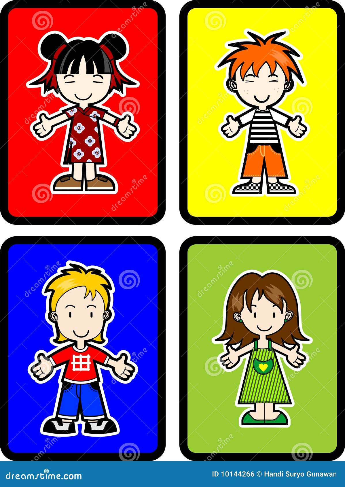 4 Kids stock vector. Illustration of colors, comic, hispanic - 10144266