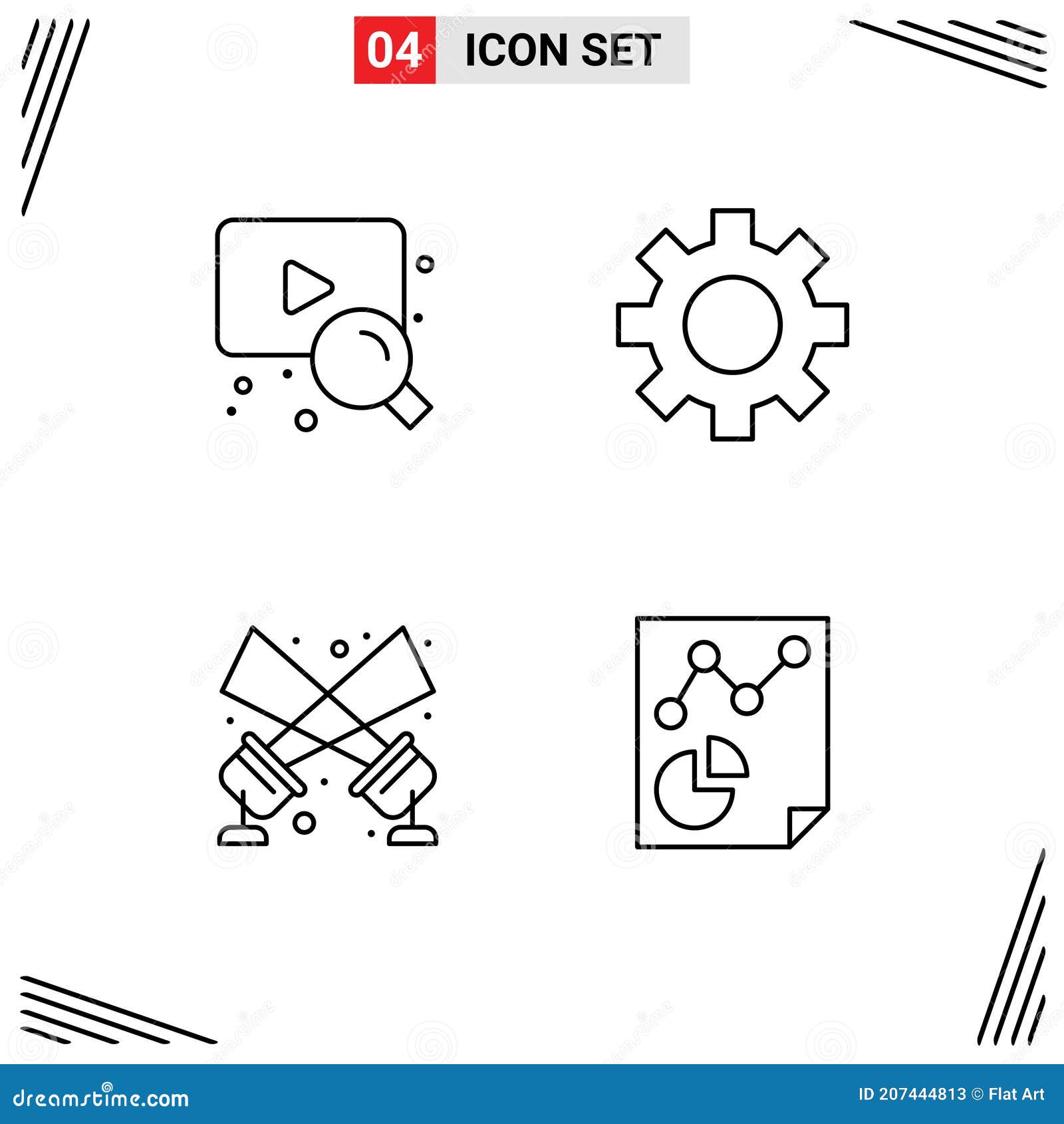 4 Line Concept for Websites Mobile and Apps Web, Disco Light, Gear ...