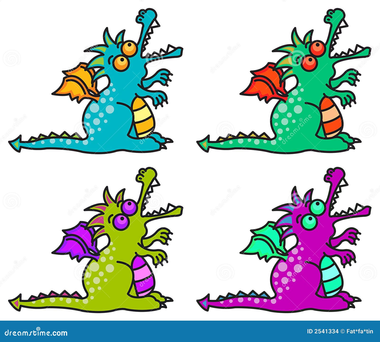 4 magical dragons stock illustration. Illustration of color - 2541334