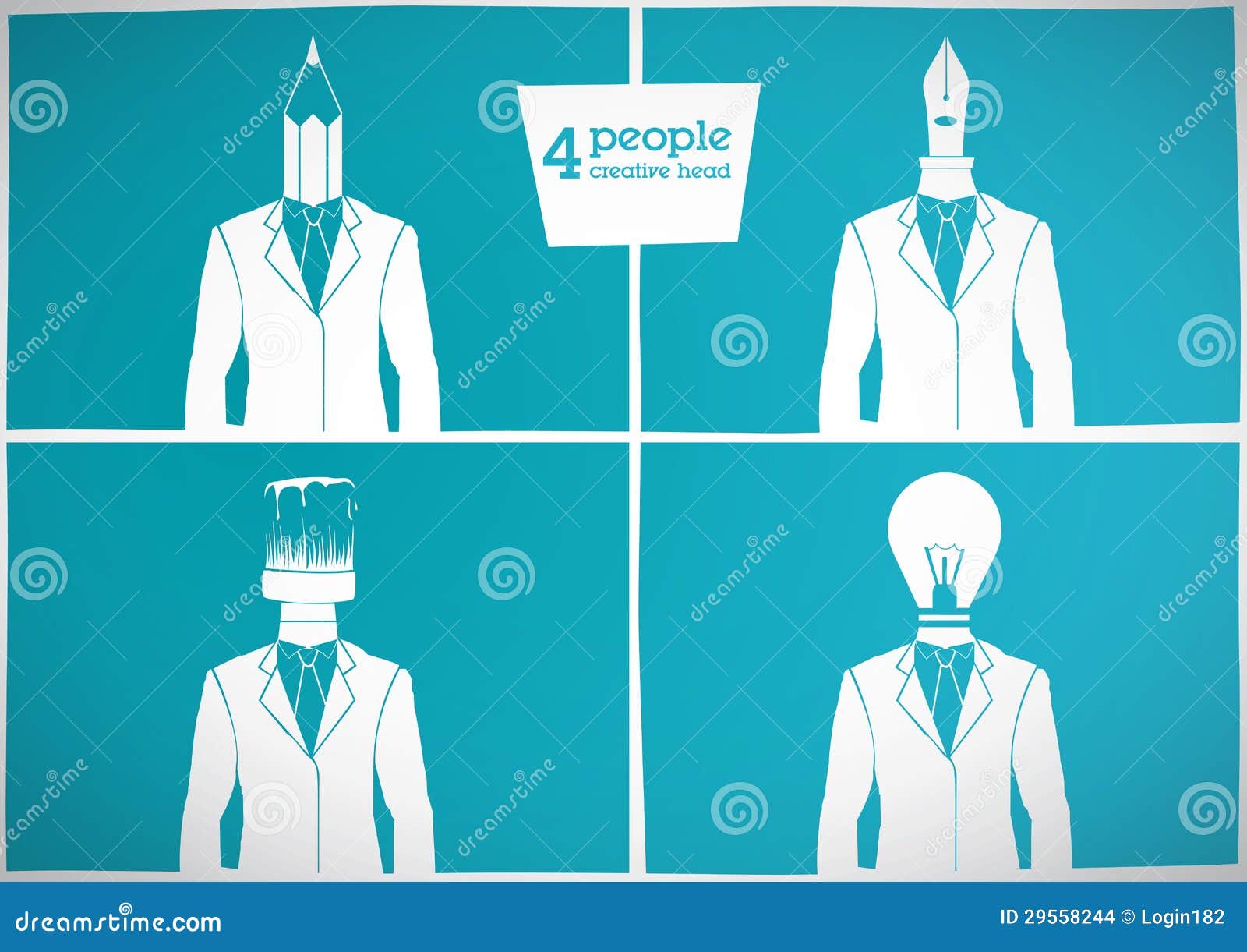 4 people. Creative head stock vector. Illustration of chest - 29558244