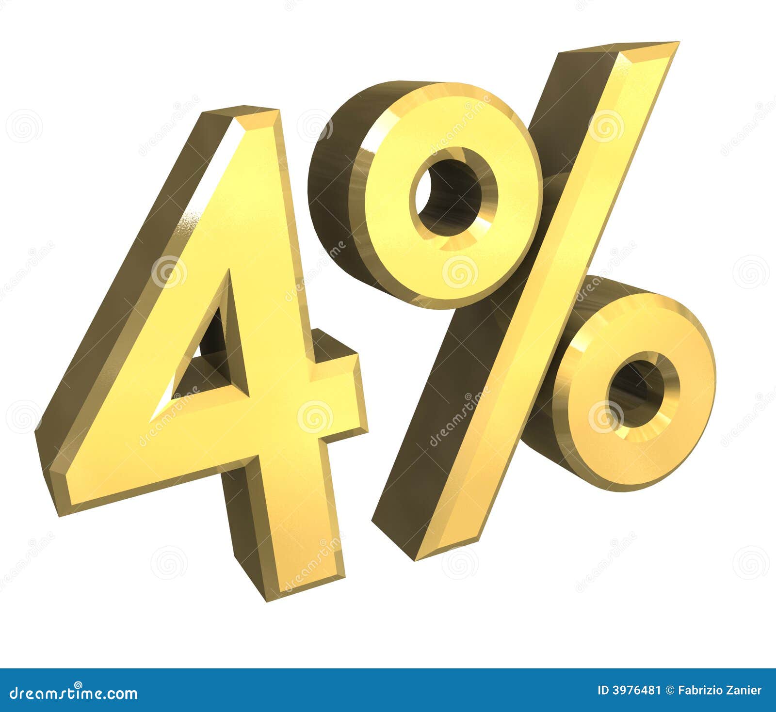 4 percenten in (3D) goud stock illustratie. Illustration of percenten ...