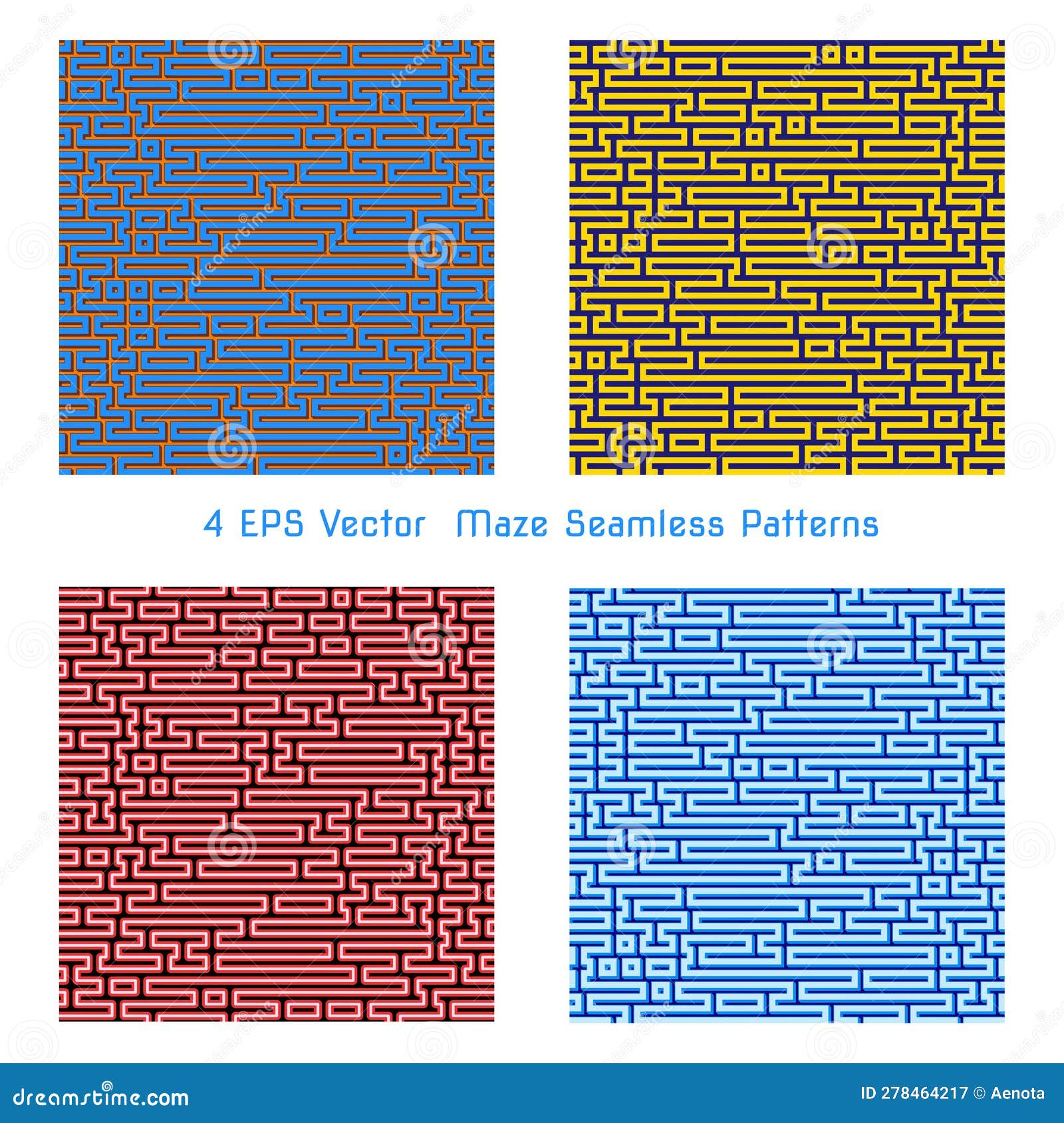 4 Seamless Maze Pattern Abstract Vector Repeated Motif Stock Vector ...