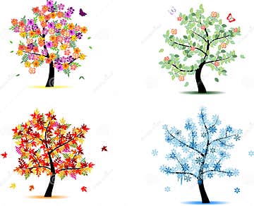 4 season trees stock vector. Illustration of recycle - 17668327
