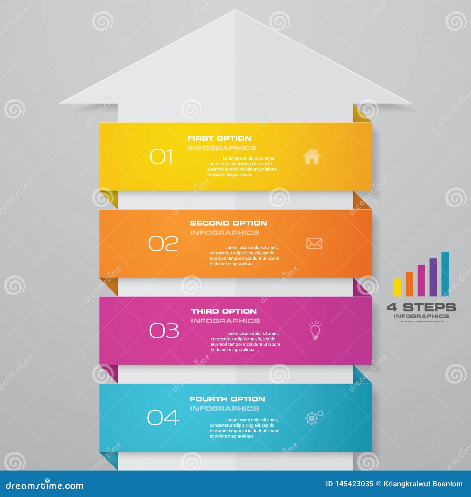4 Steps Arrow Tutorial, Chart, Diagram. Cartoon Vector | CartoonDealer ...