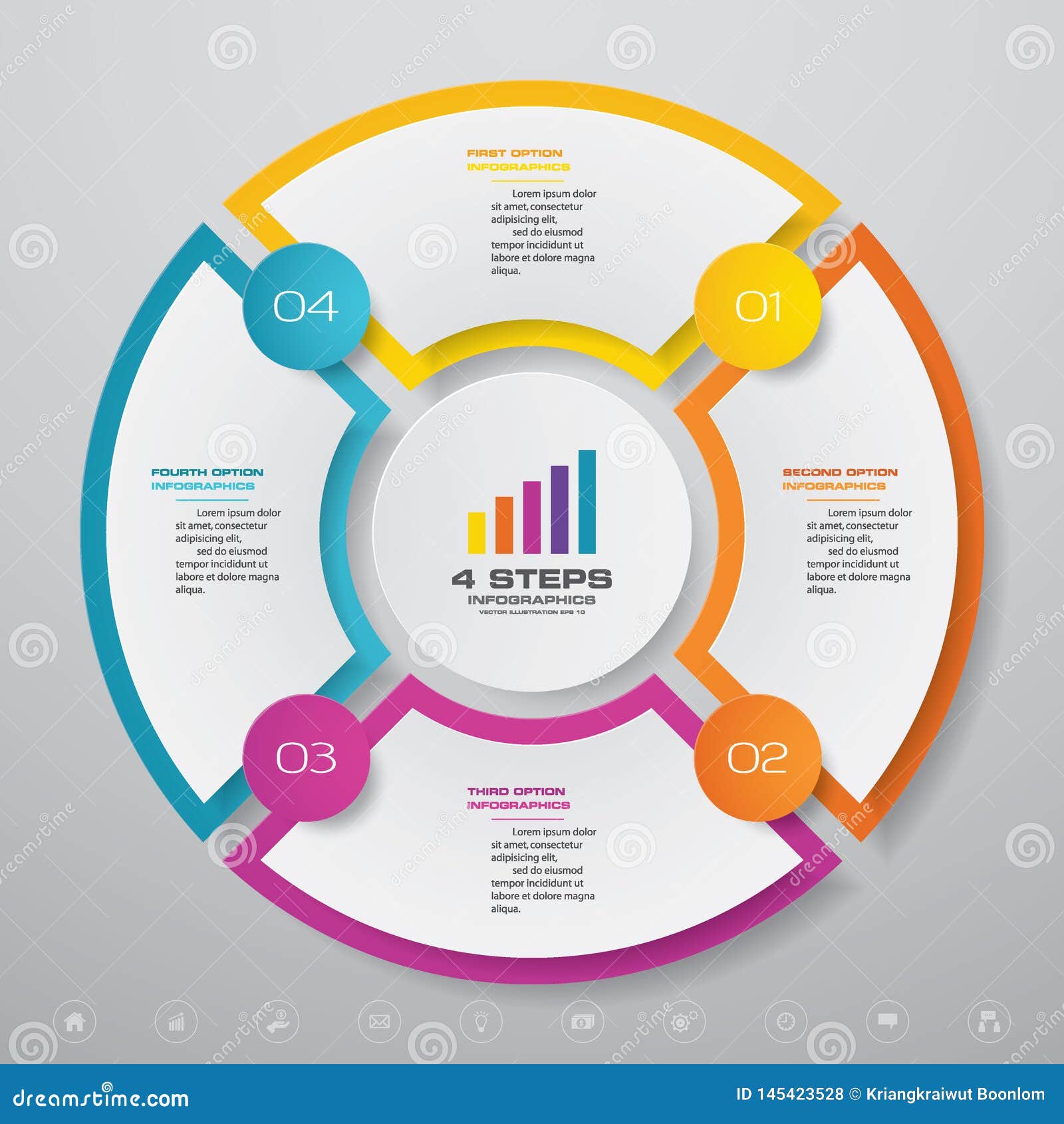 4 Steps Cycle Chart Infographics Elements for Data Presentation. Stock ...