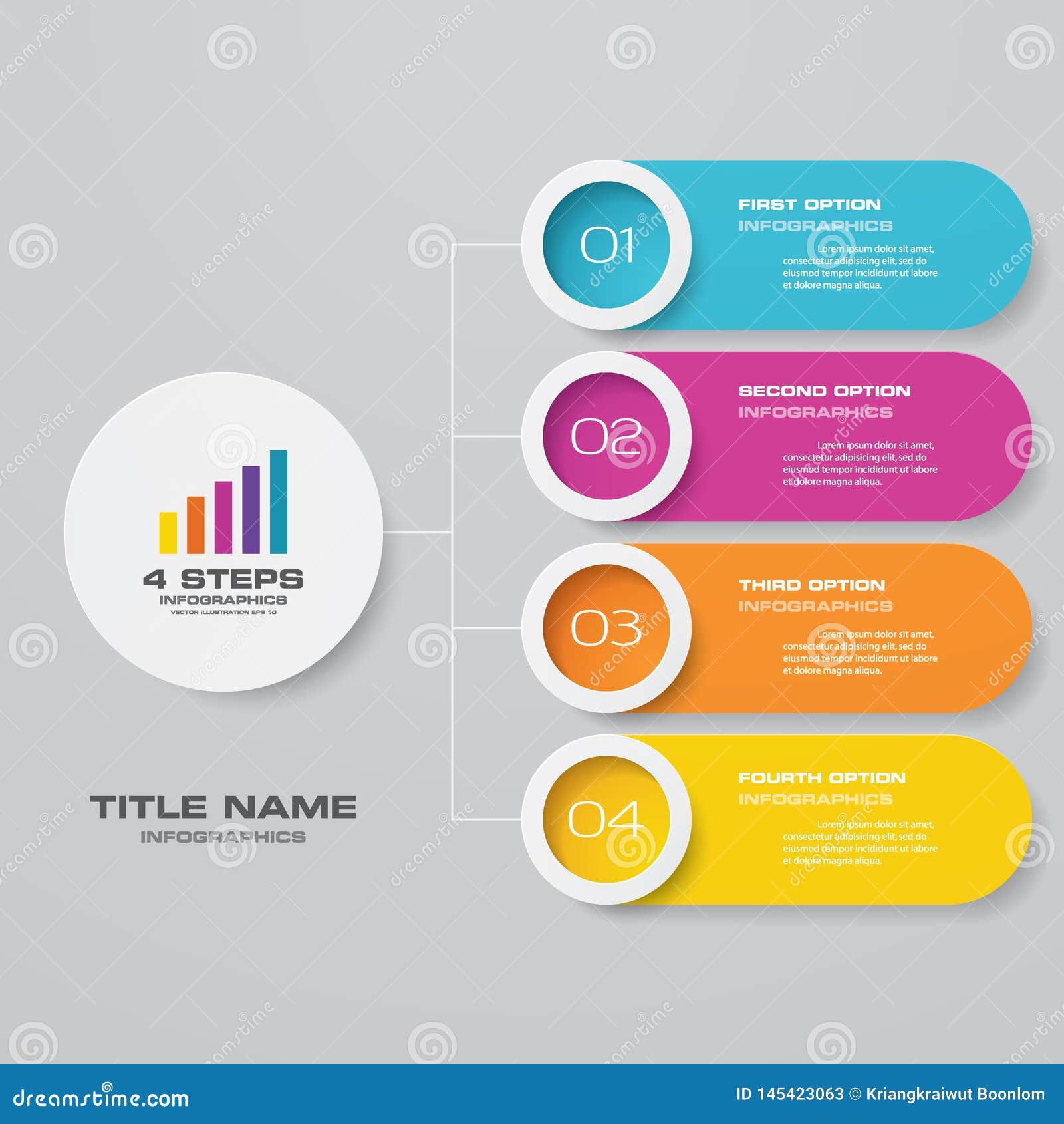 4 Steps Simple&editable Process Chart Infographics Element. Stock ...