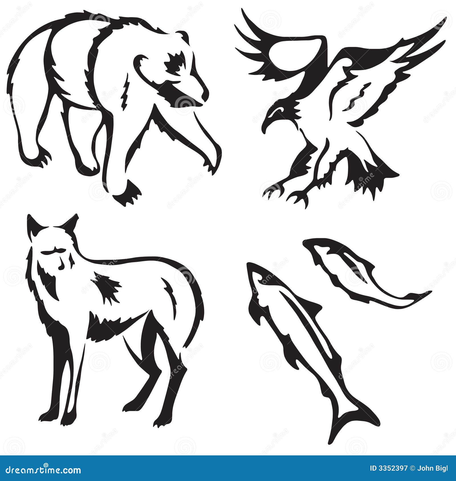 4 stylized animals stock vector. Illustration of black - 3352397
