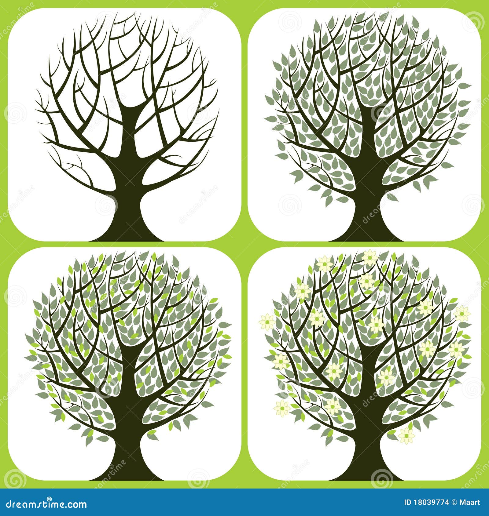 4 trees stock vector. Illustration of botany, rough, distressed - 18039774