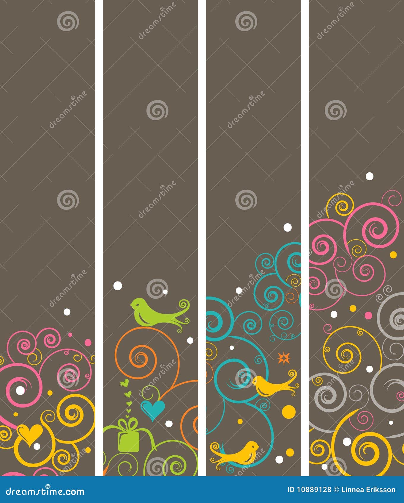 4 Vertical Banners or Bookmarks Stock Vector - Illustration of backdrop ...