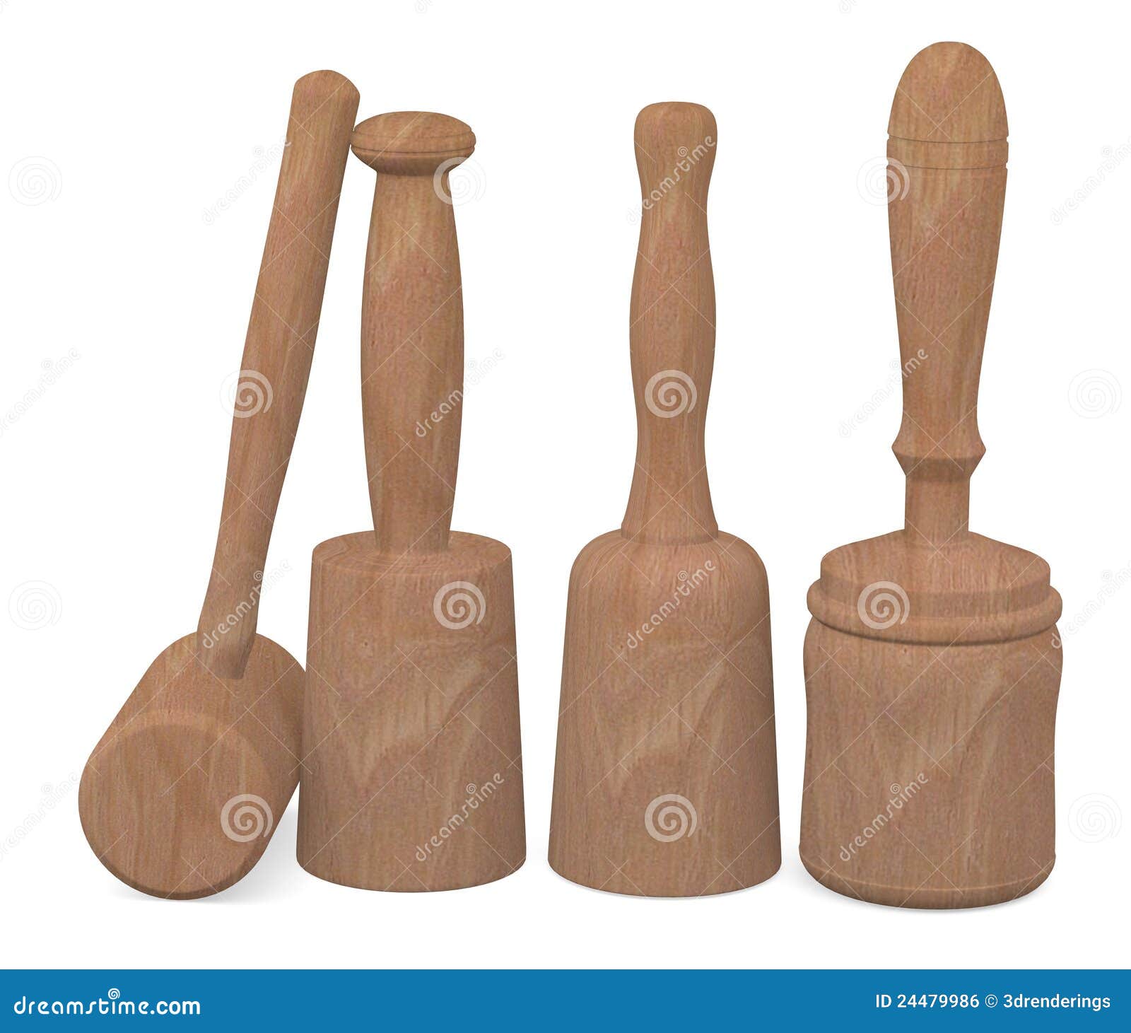 4 wooden mallets stock illustration. Illustration of work - 24479986
