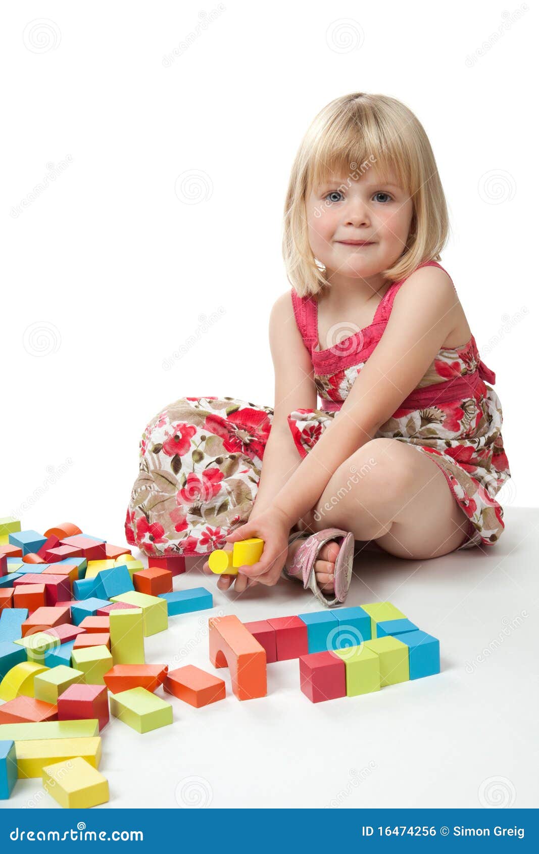 4 Year Old Girl Playing With Blocks Royalty Free Stock Image - Image ...
