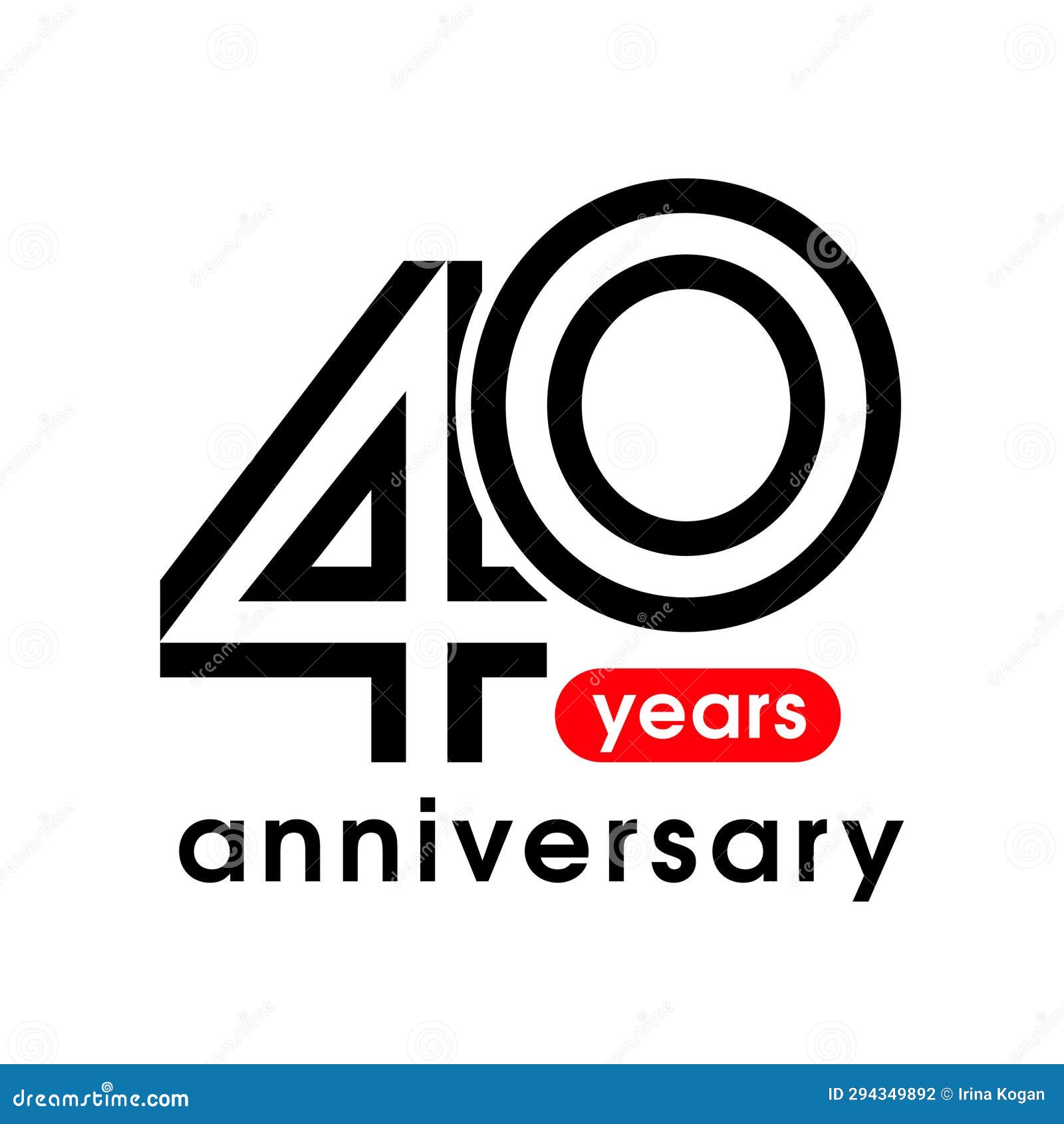 40 Years Anniversary Vector Icon, Logo. Graphic Design Element Stock ...