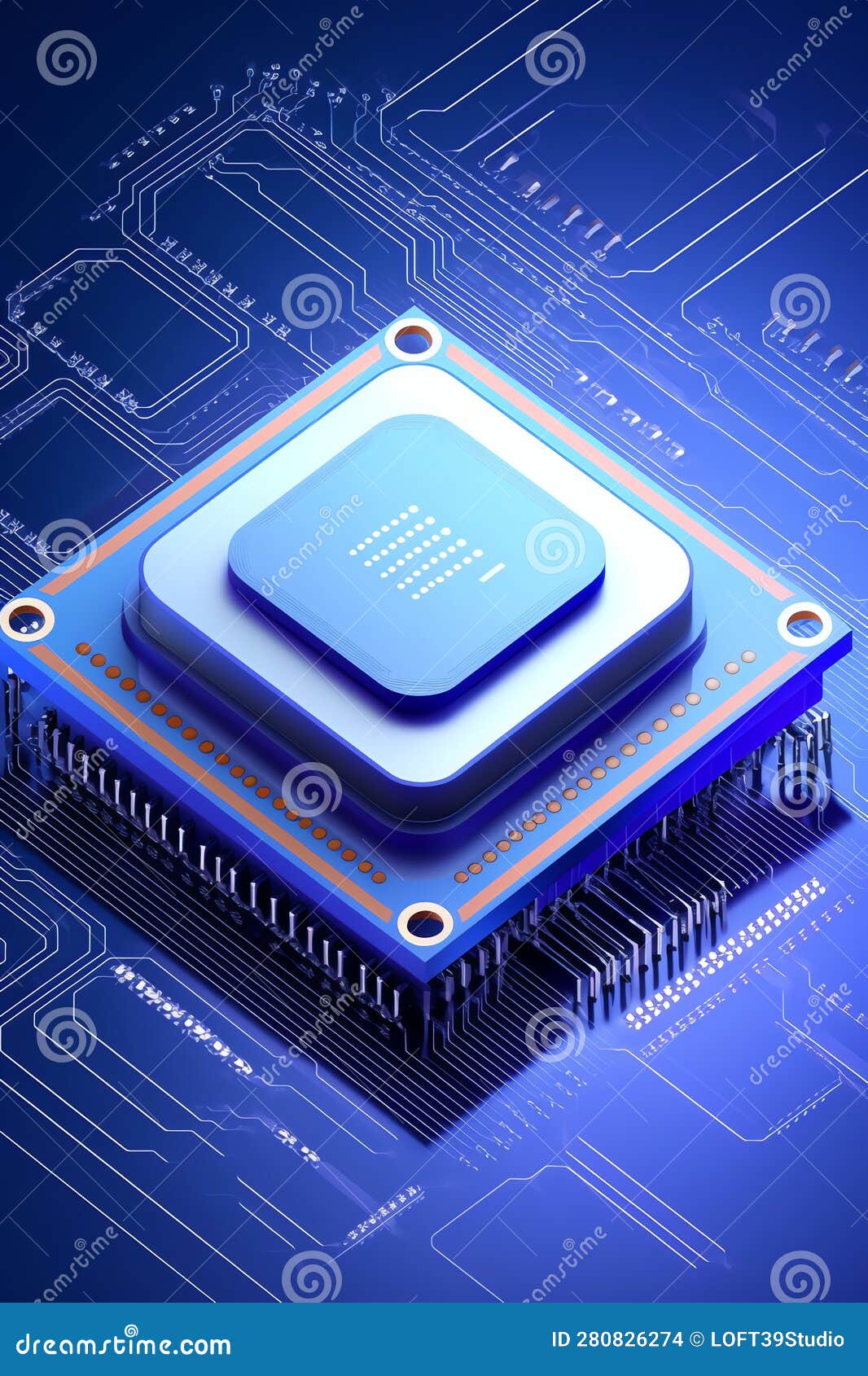 414_Semiconductor_cpu_chip_3 Stock Illustration - Illustration of ...