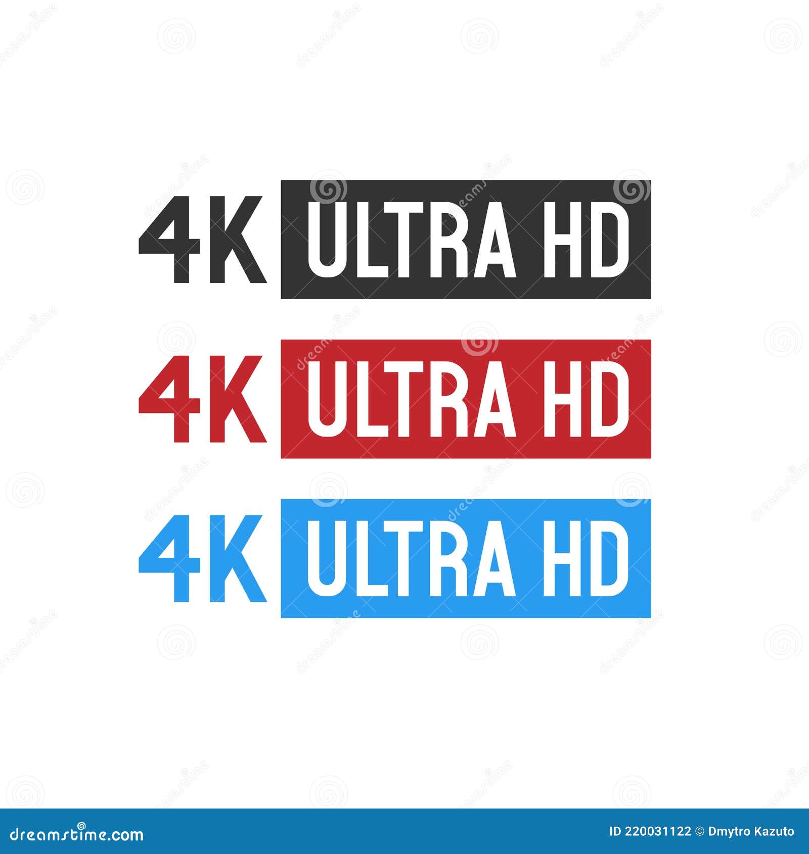 4k Ultra HD, Colored Sticker. 4K Video Resolution, Vector Illustration ...