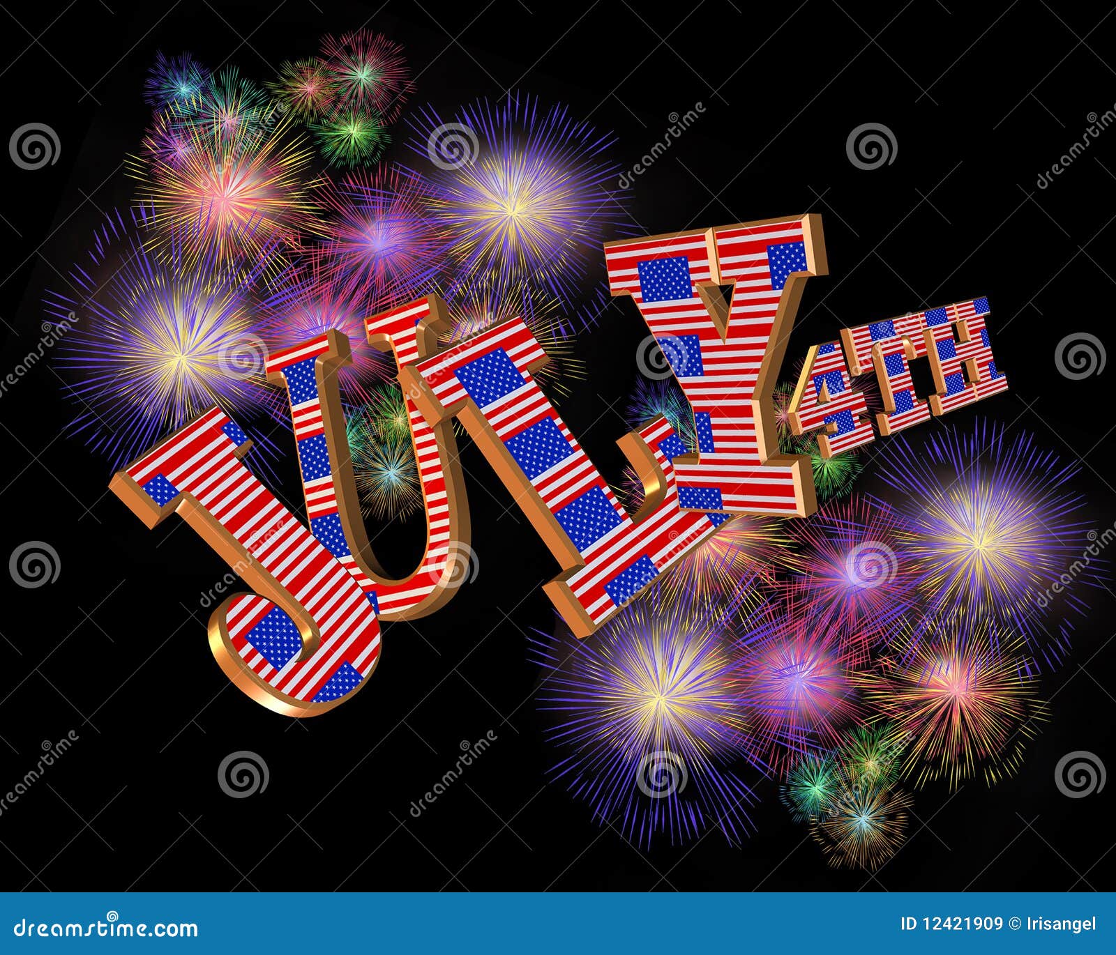 4th of July 3D text stock illustration. Illustration of letters - 12421909